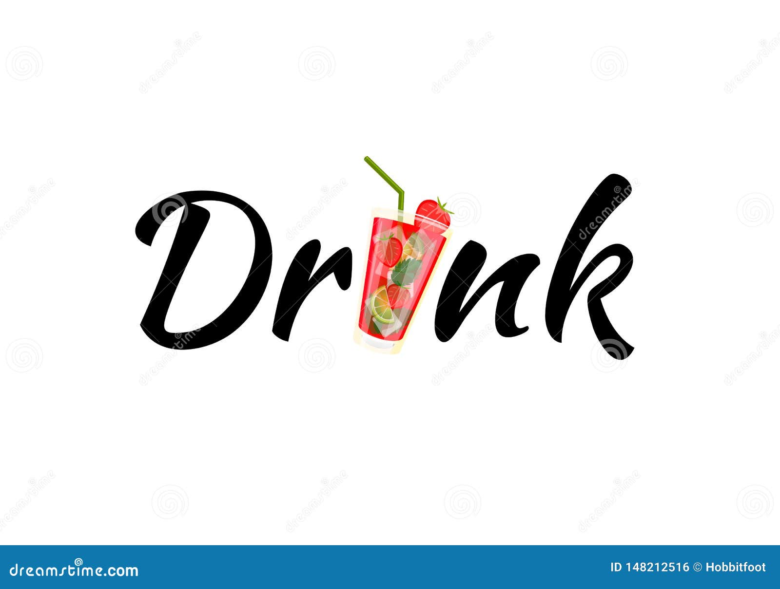 Drink Ice Alcoholic Coctails Label Text. Vector Stock Vector ...