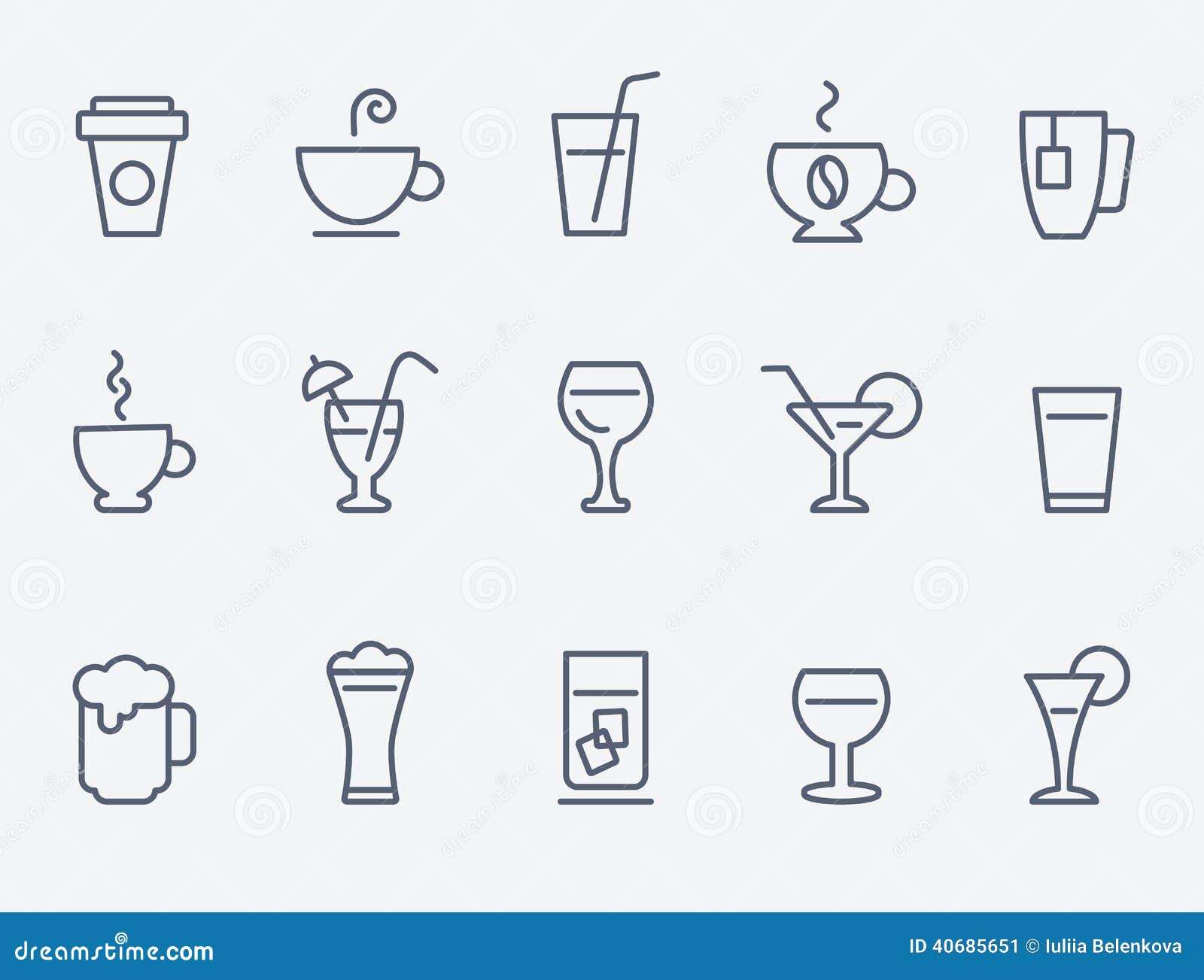 Drink icons stock vector. Illustration of pictogram, line - 40685651