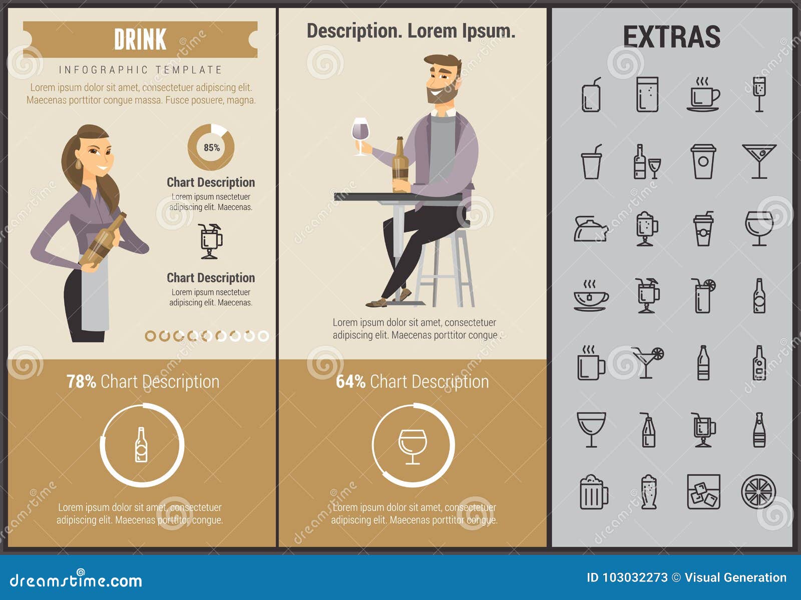 Drink Infographic Template, Elements and Icons. Stock Vector ...