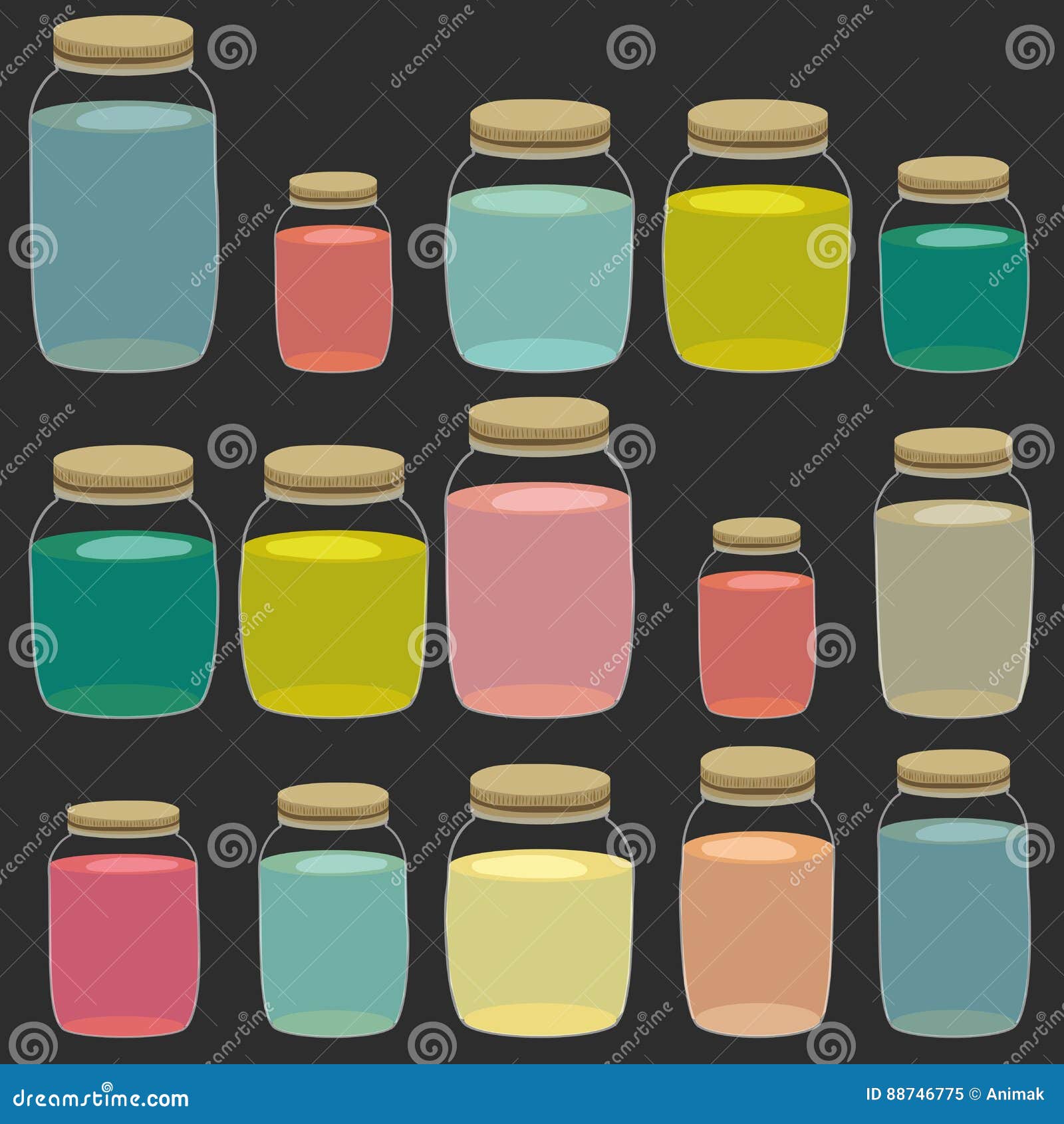 Drink Jar Pattern. Handdrawn Cartoon Pattern with Glass Jars Isolated ...