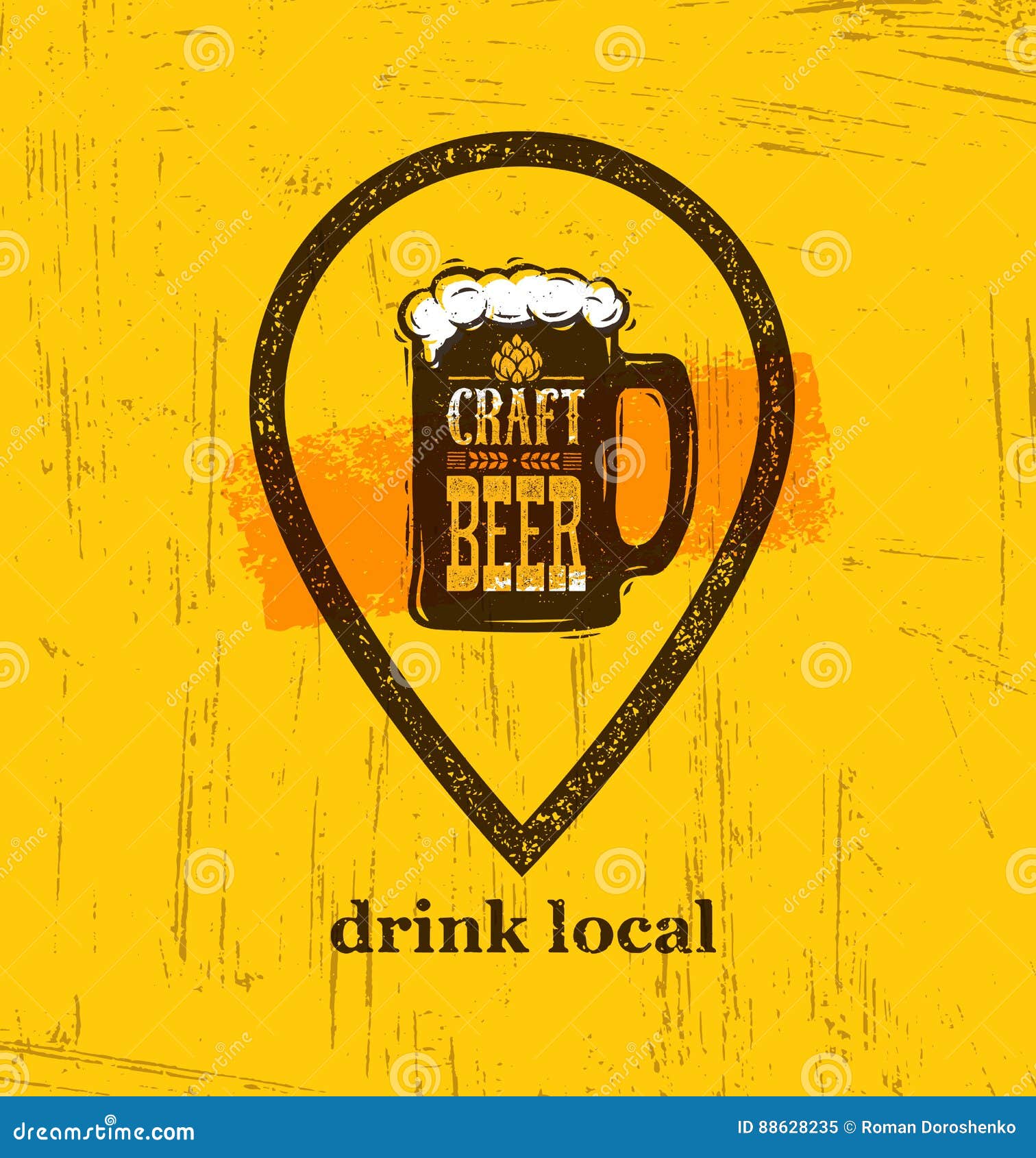 Drink Local Beer. Craft Brewery Artisan Creative Vector Sign Concept ...