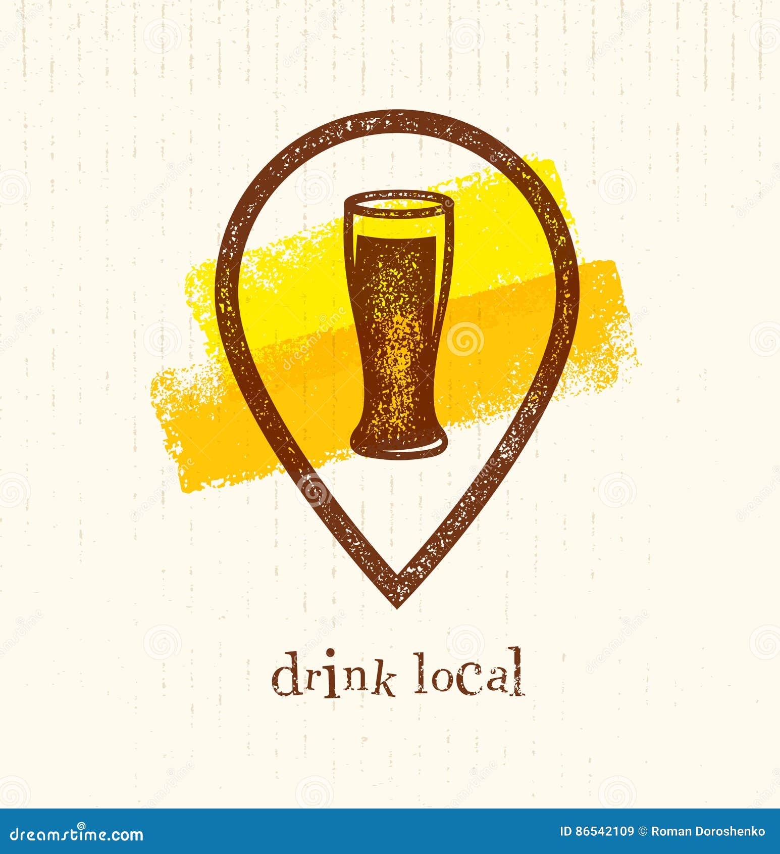 Drink Local Creative Vector Design Element. Beer Glass Inside Location ...