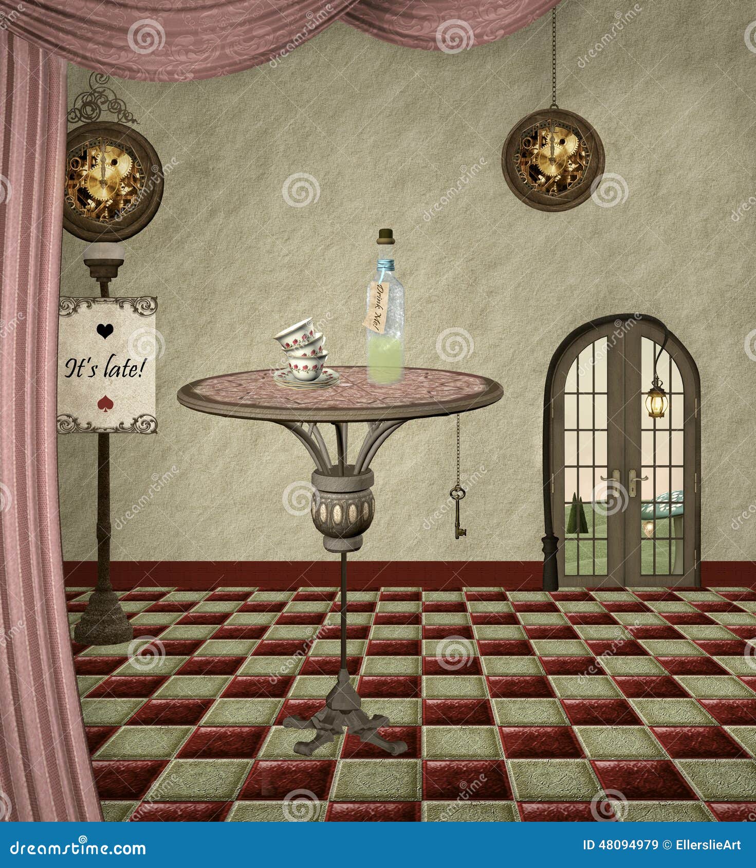 Drink me room stock illustration. Illustration of door - 48094979