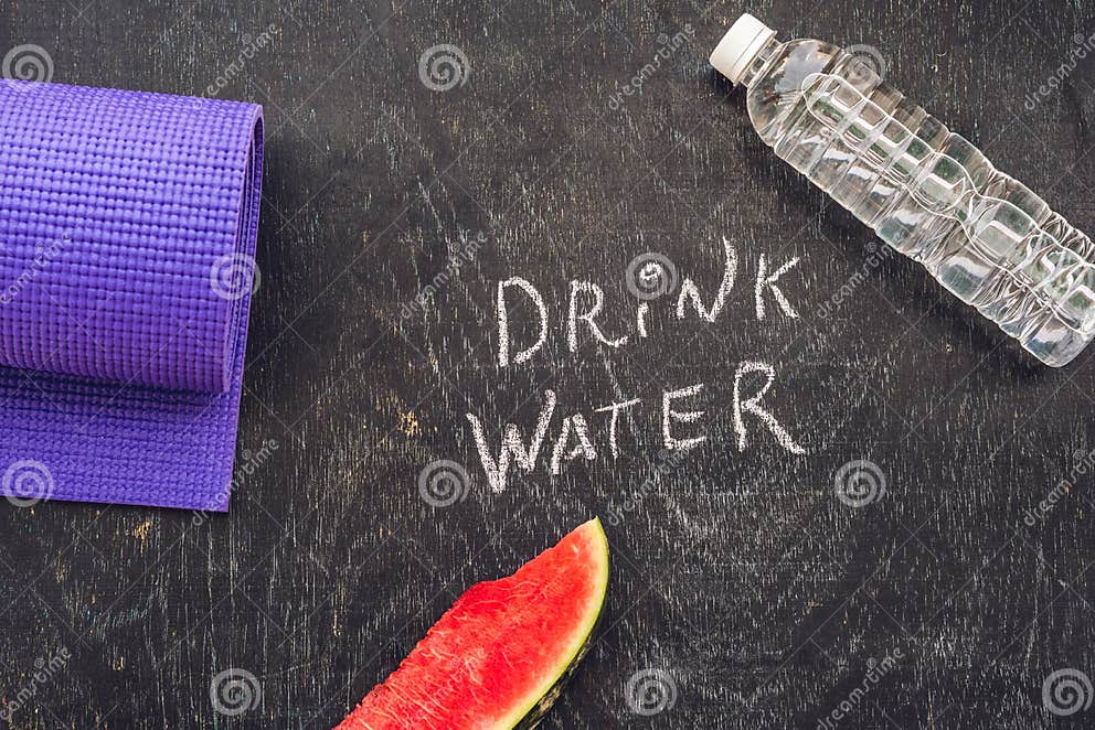 Drink More Water - Hydration Reminder - Handwriting on on a Chalk Board ...