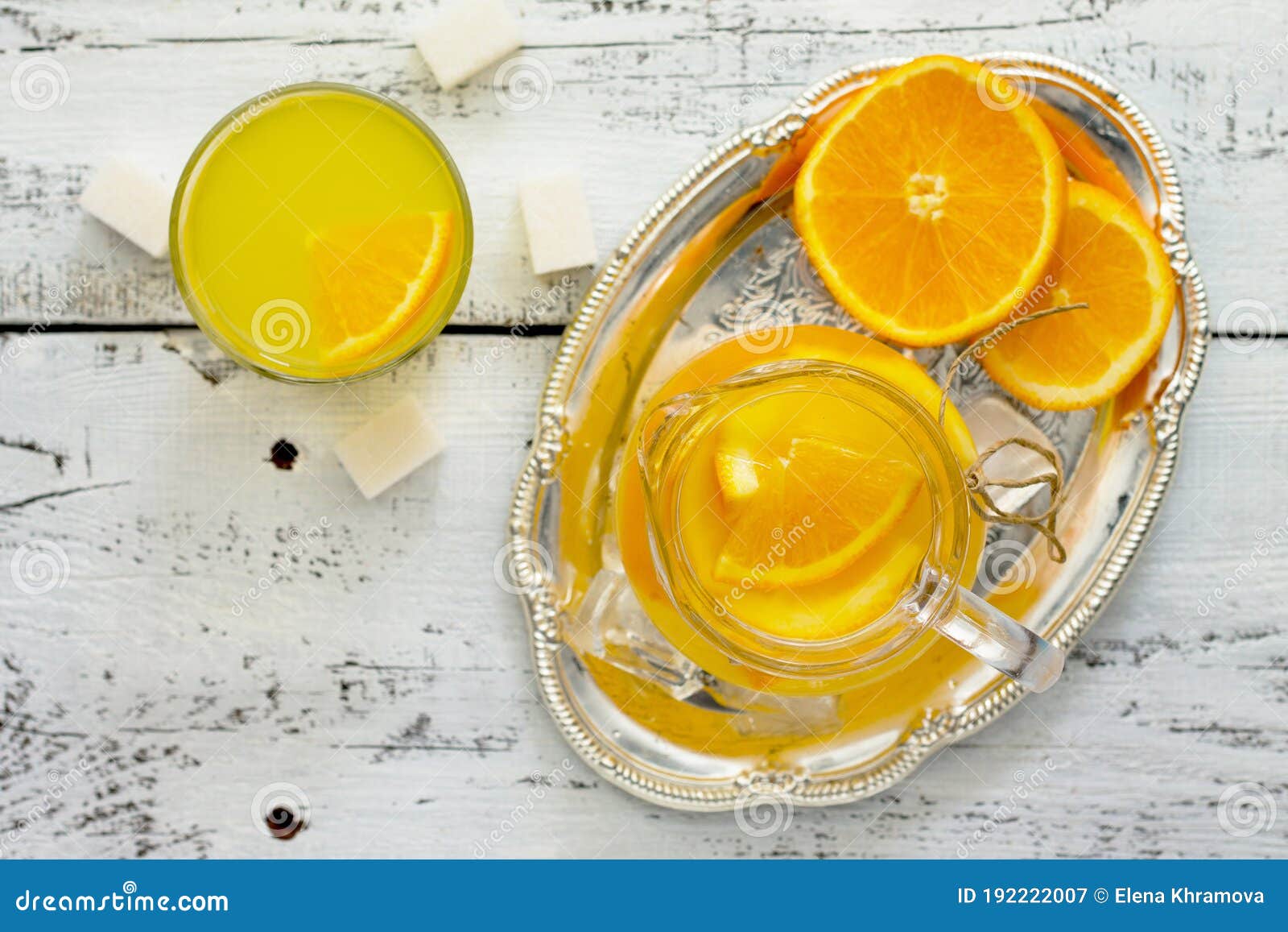 Drink with Orange and Fresh Fruit, Top View Stock Image - Image of ...