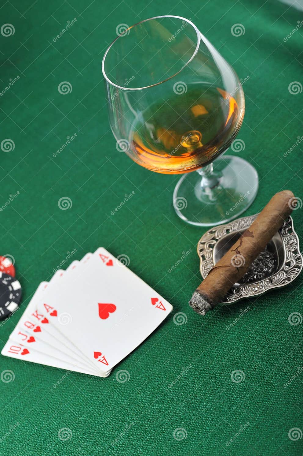 Drink and playing cards stock photo. Image of gambling - 12611856