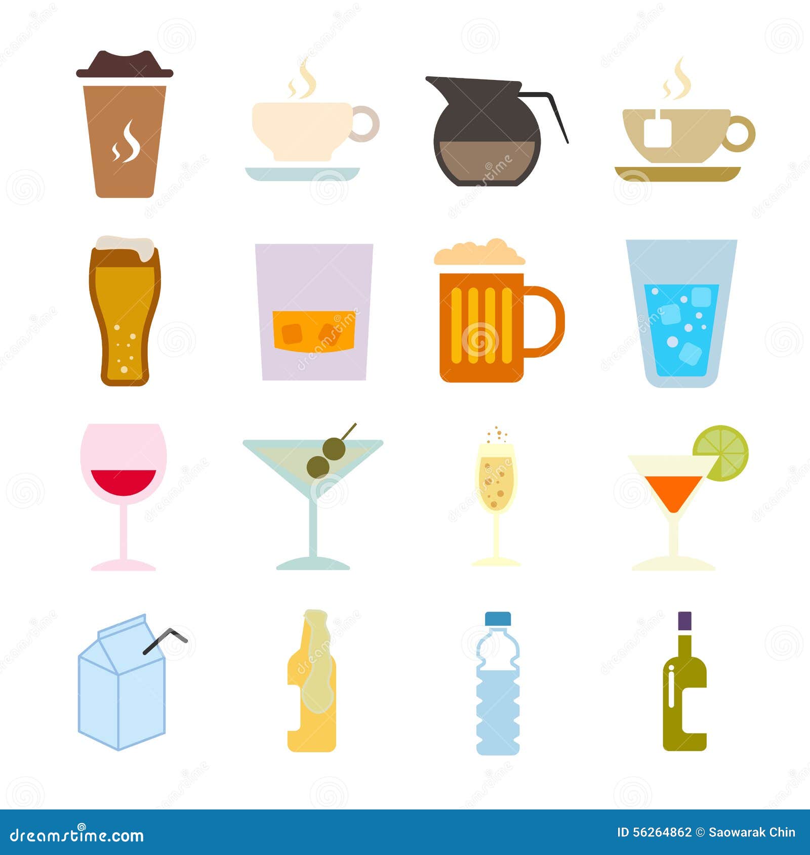 Drink Sign and Symbol Icon Set Stock Vector - Illustration of black ...