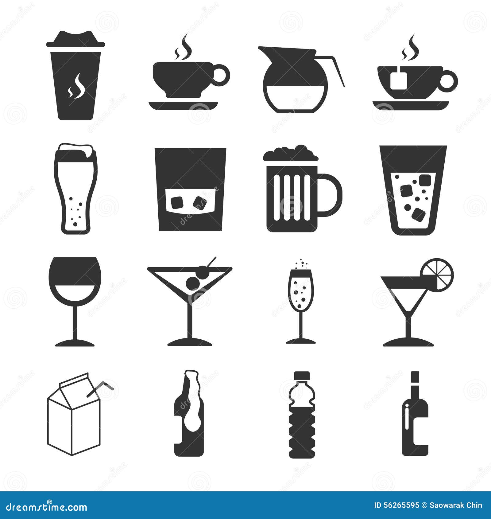 Drink Sign and Symbol Icon Set Stock Vector - Illustration of fruit ...