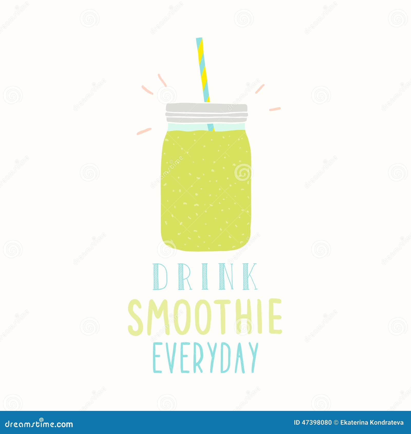 Drink Smoothie Everyday. Cute Hand Drawn Jar. Vector Illustration ...