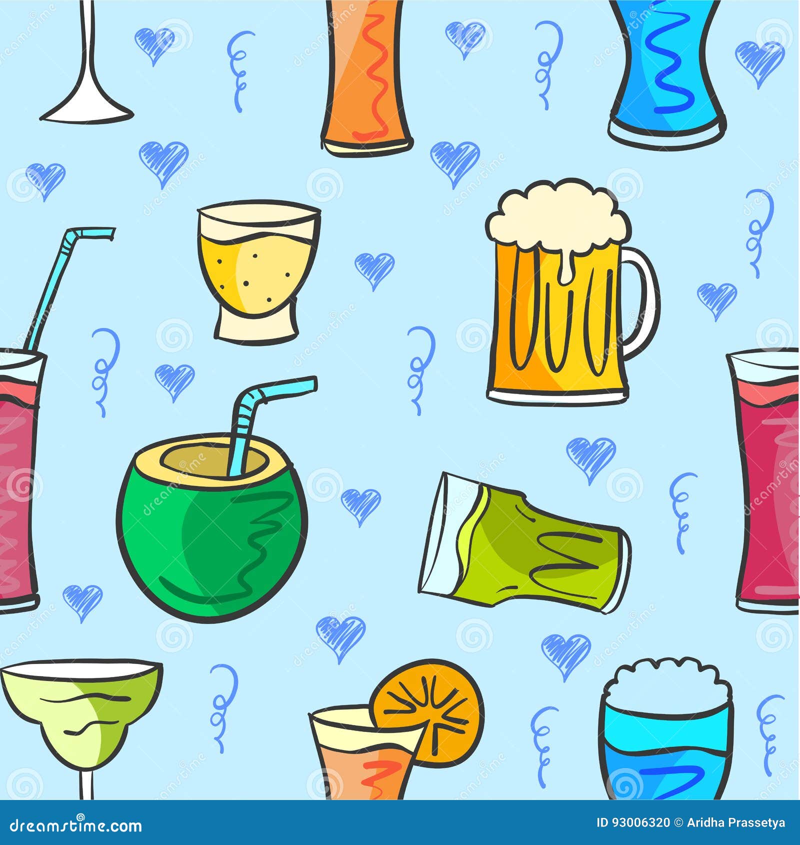 Drink Various Style Pattern Collection Stock Vector - Illustration of ...
