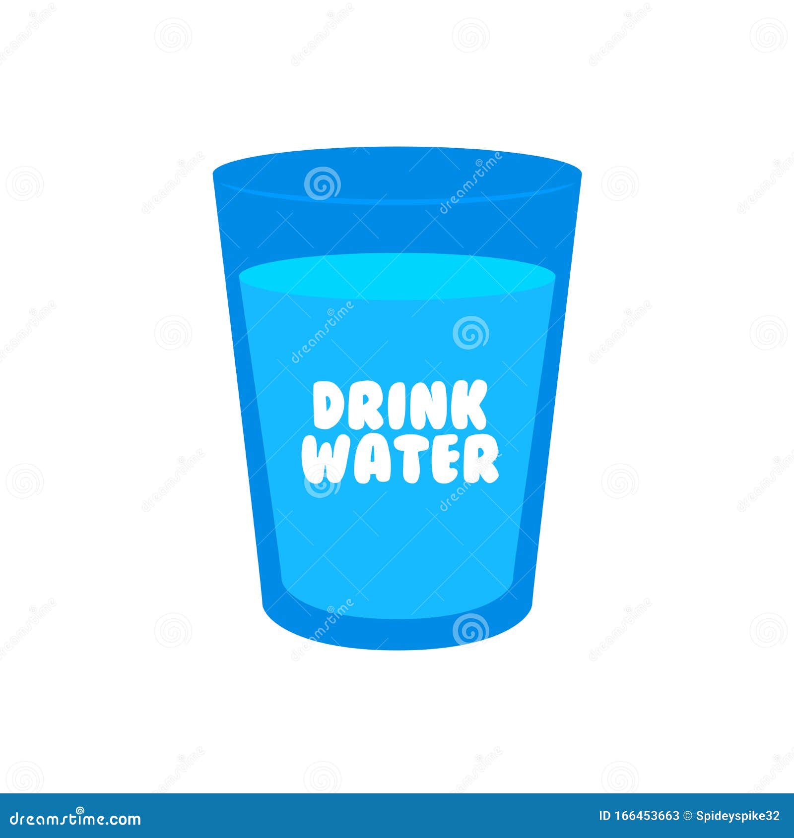 Drink Water Text Inside the Blue Glass Stock Illustration ...