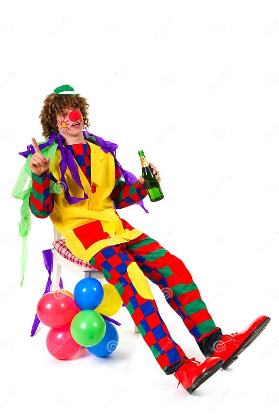 Drinking clown stock photo. Image of party, chair, curly - 18892618