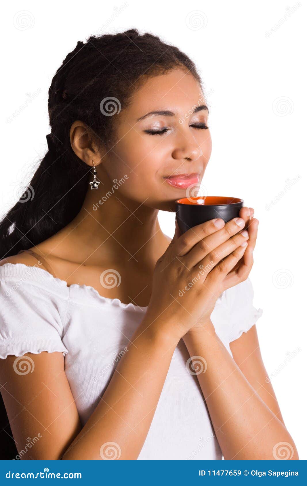 Drinking coffee stock image. Image of pensive, listening - 11477659