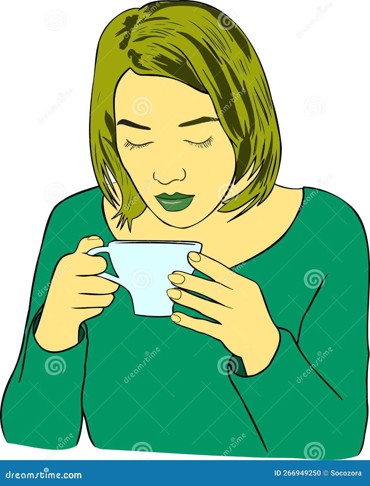 Drinking Coffee Flat Vector Illustration Stock Vector - Illustration of ...