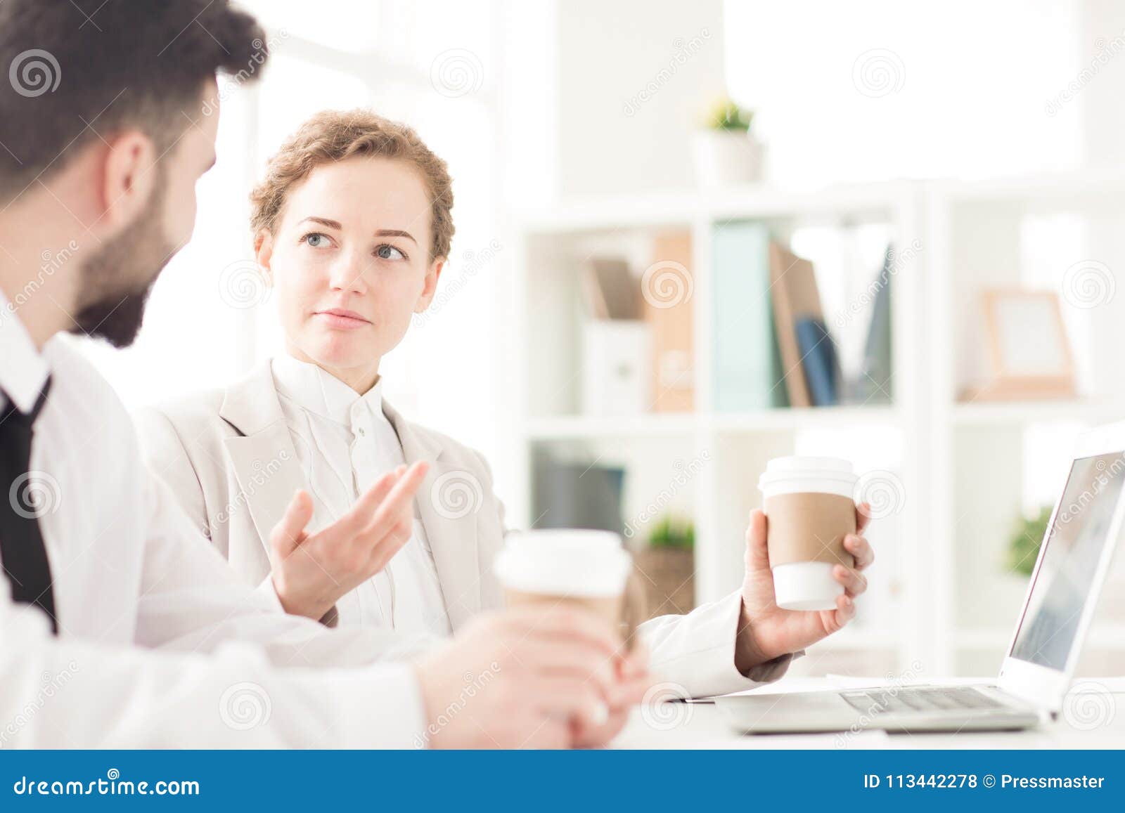 Drinking coffee at office stock photo. Image of contemporary - 113442278