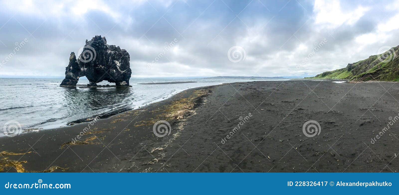 Drinking Dragon Hvitserkur Basalt Stack on Ocean Coast Landscape ...