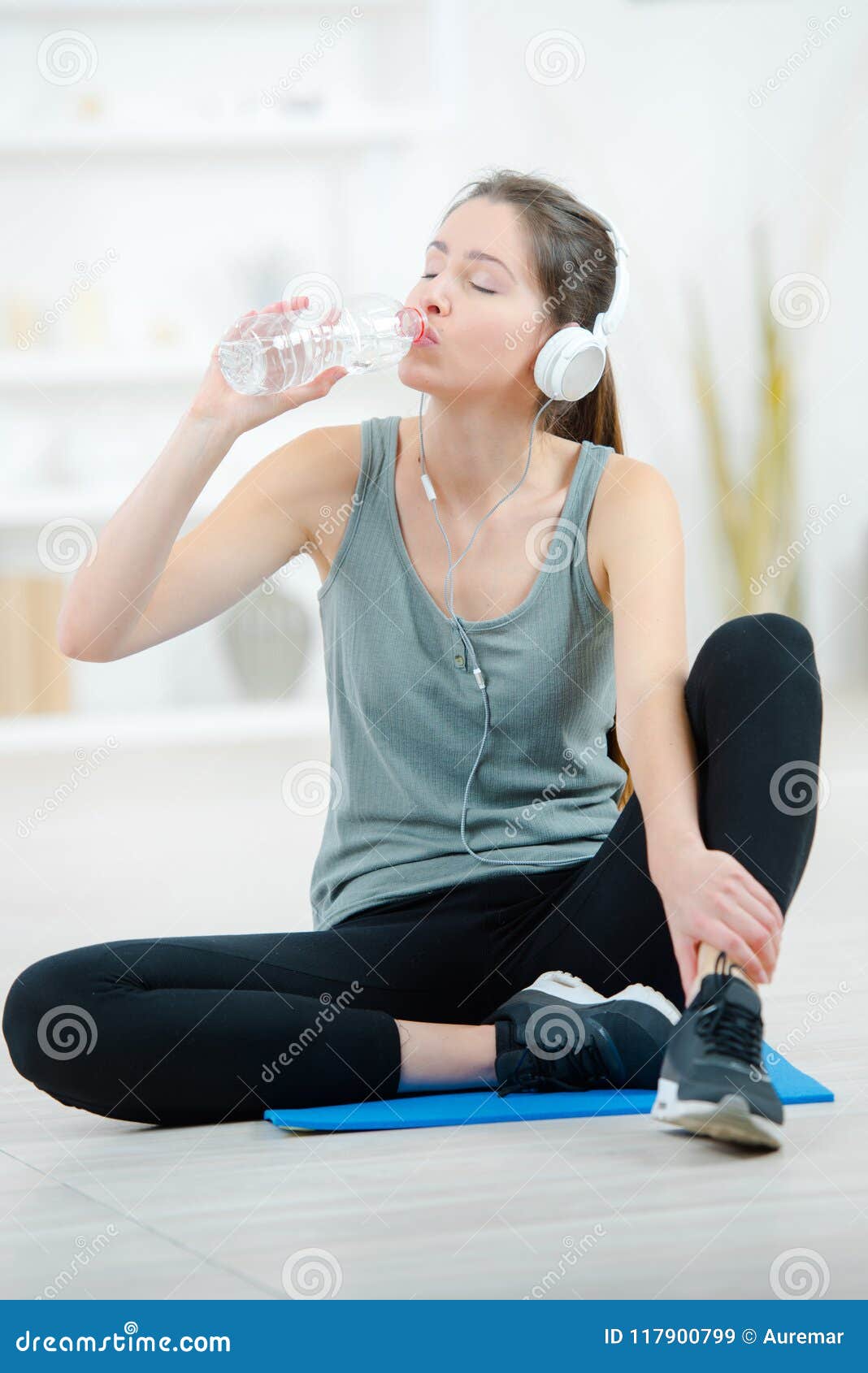 Drinking Enough Water during Exercise Stock Image - Image of ...