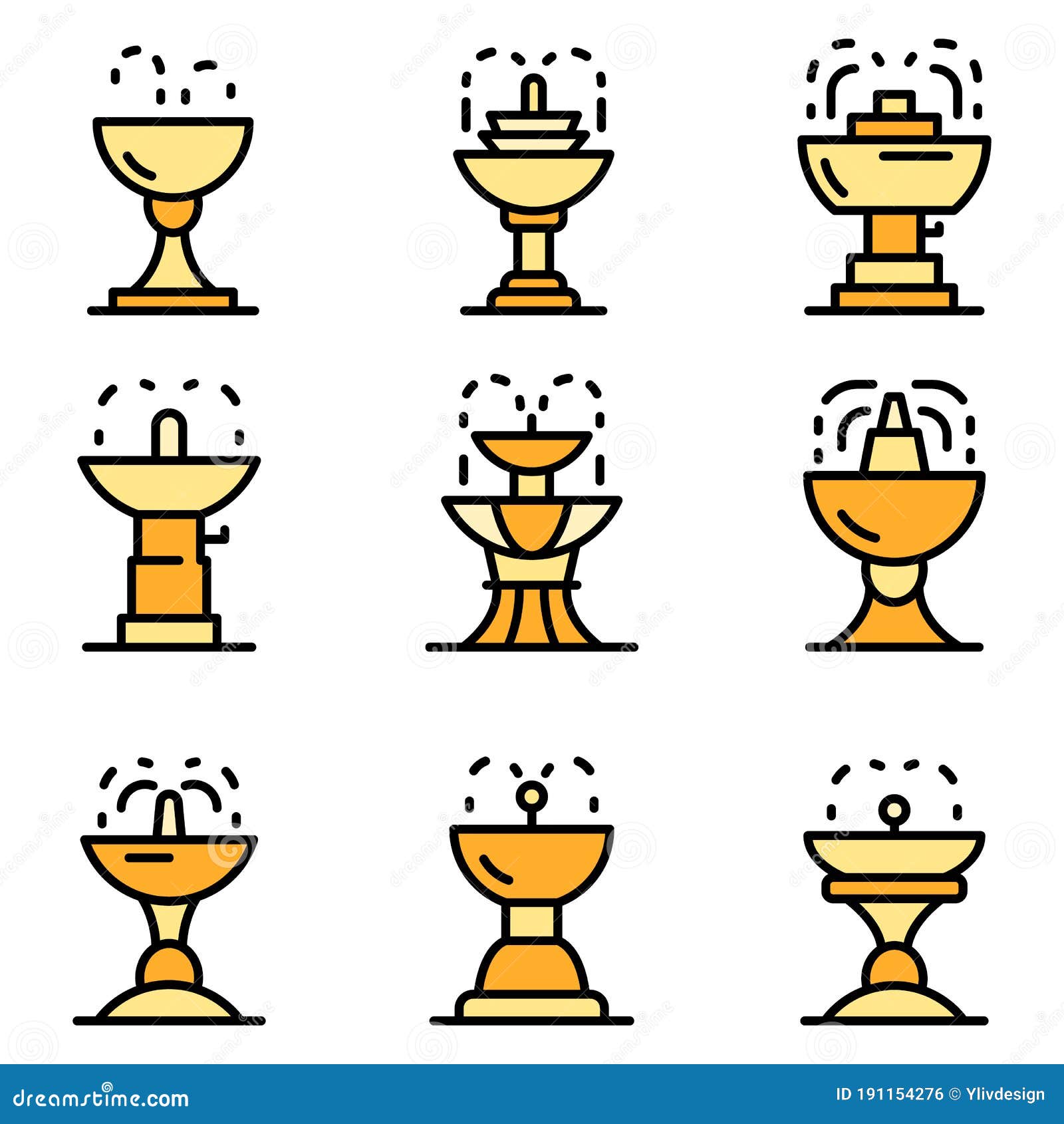 Drinking Fountain Icons Vector Flat Stock Vector - Illustration of ...