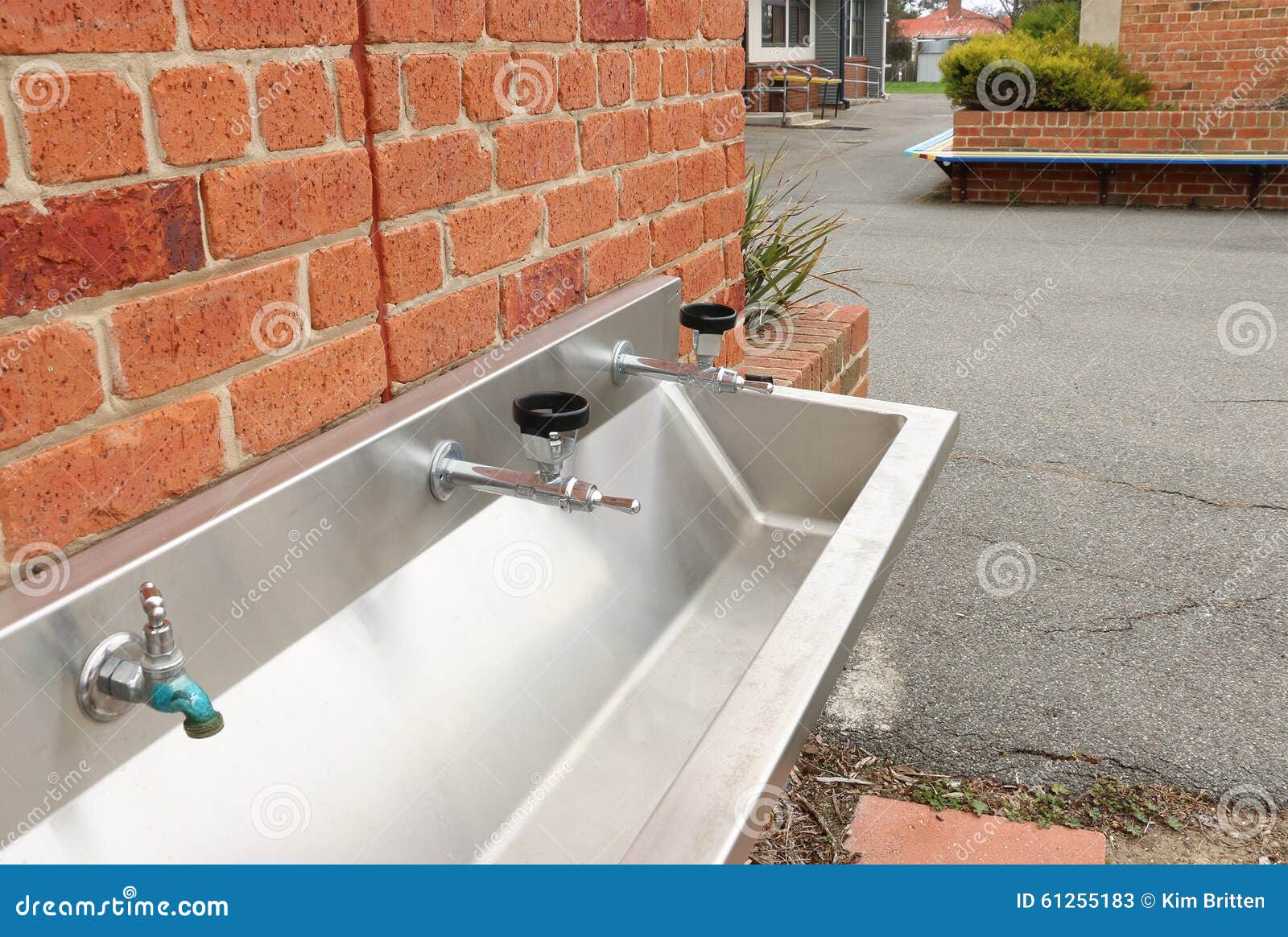Drinking Fountain, Tap and Trough in a School Yard Stock Image - Image ...