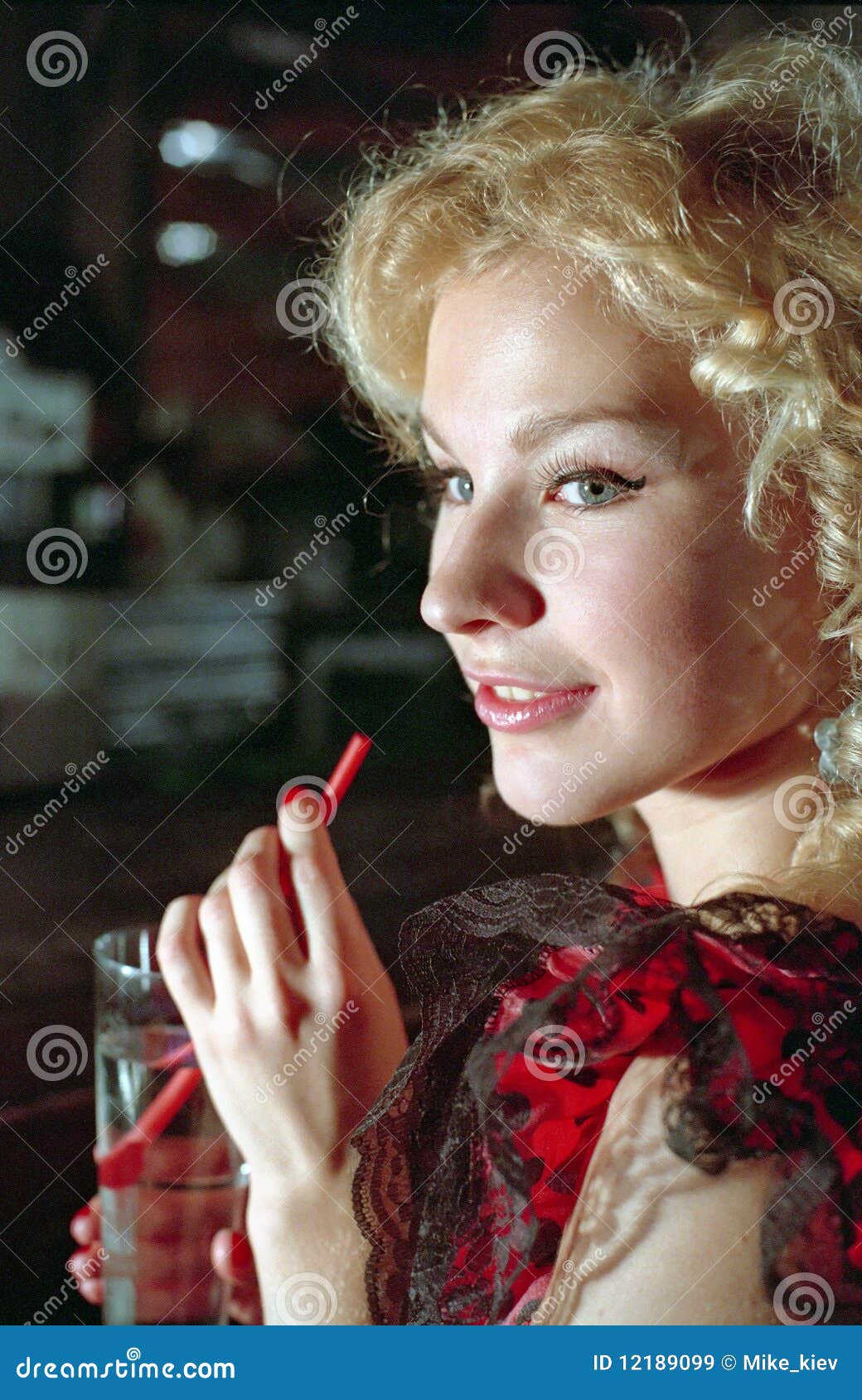 Drinking Girl at Retro Party Stock Image - Image of flirting, beautiful ...