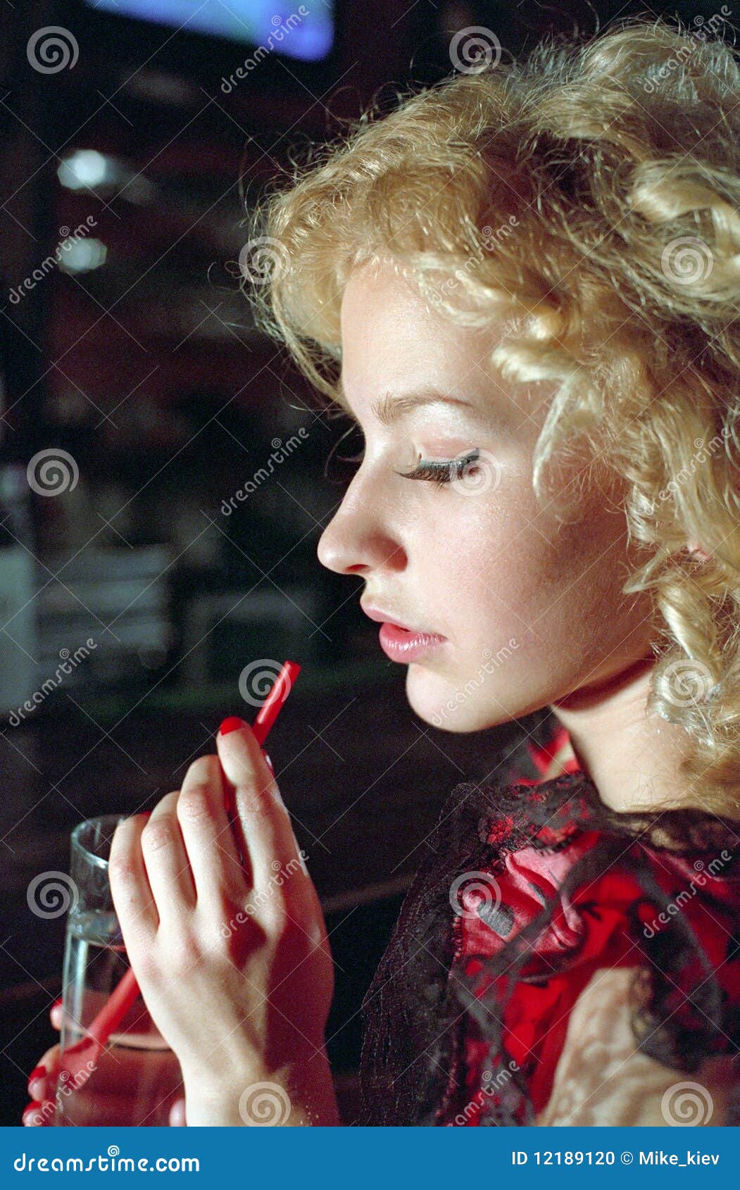 Drinking Girl at Retro Party Stock Photo - Image of dating, alcohol ...