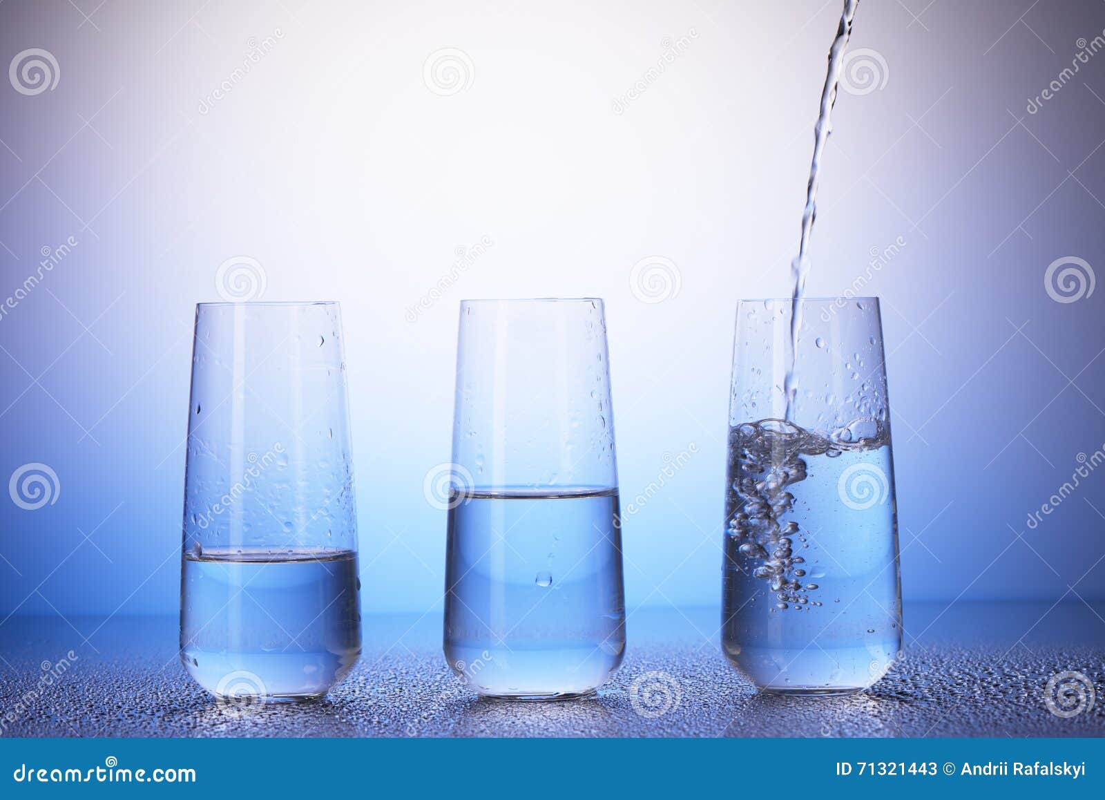 Drinking Glasses with Reflection in Drops of Water Stock Image - Image ...