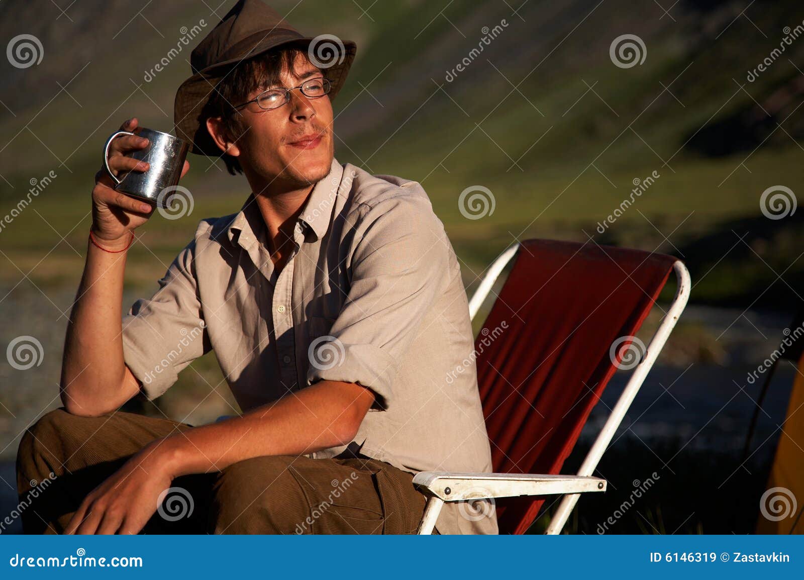 Drinking man stock image. Image of glasses, nature, hiking - 6146319