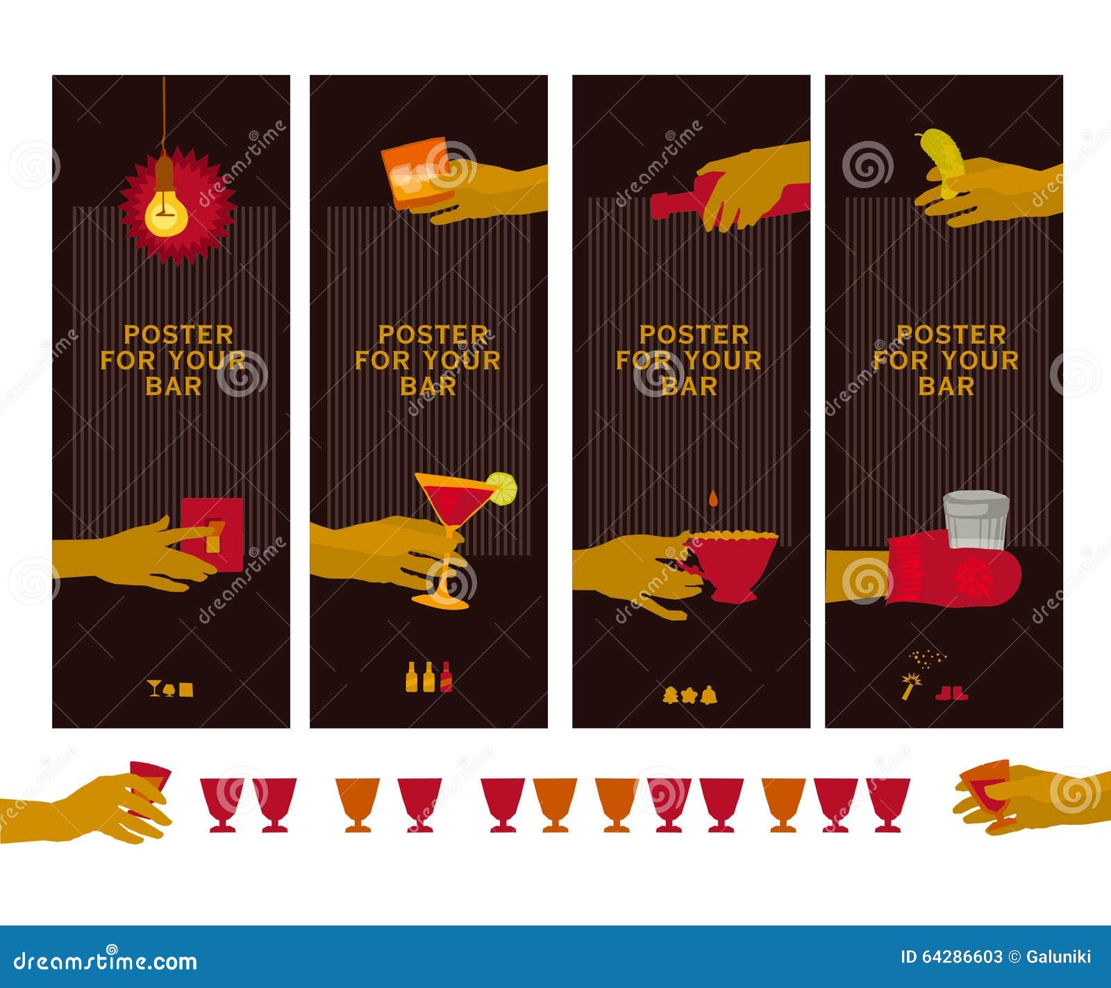 Drinking posters stock vector. Illustration of cocktail - 64286603