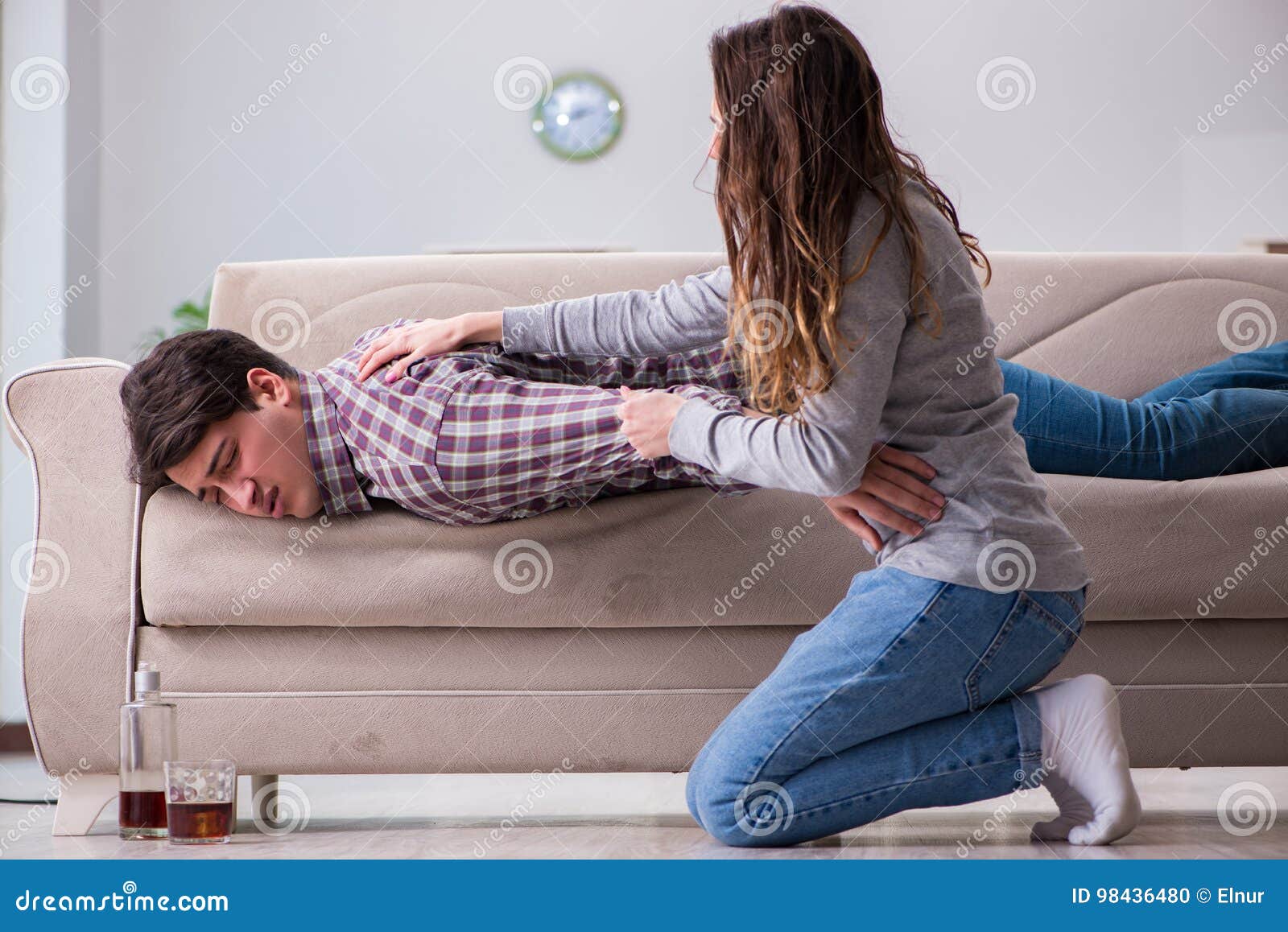 The Drinking Problem Drunk Husband Man in a Young Family Concept Stock ...