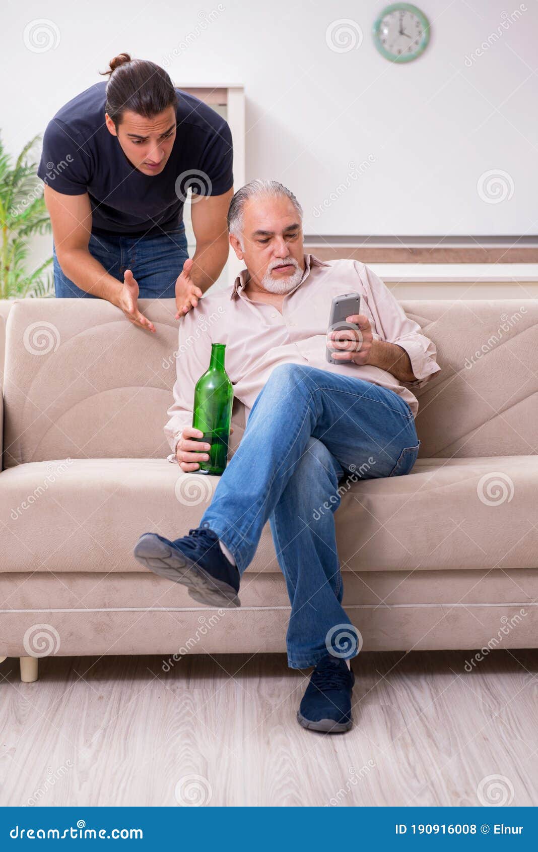 Man with Drinking Problem and the Family Stock Photo - Image of ...