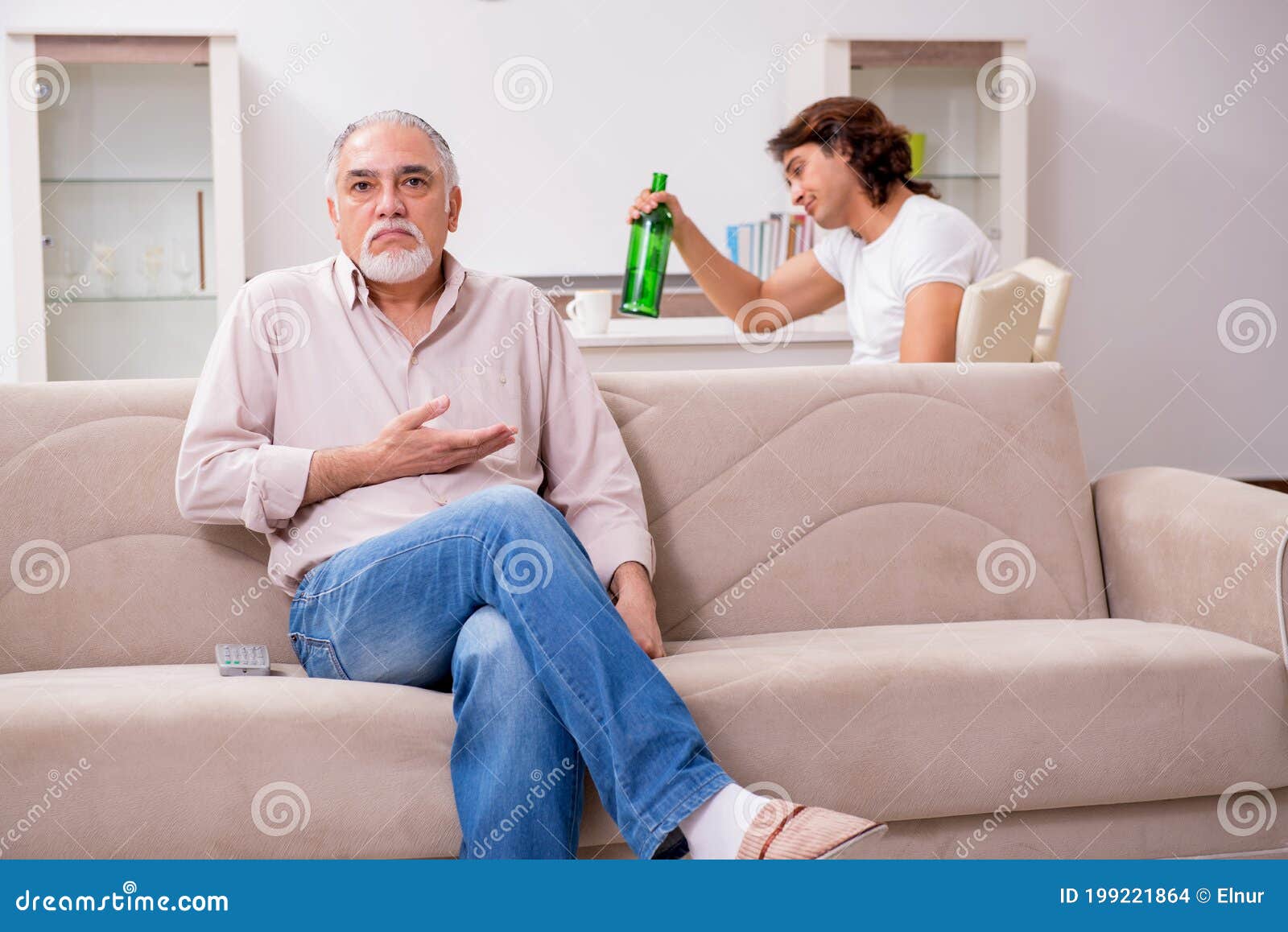 Man with Drinking Problem and the Family Stock Photo - Image of bottle ...