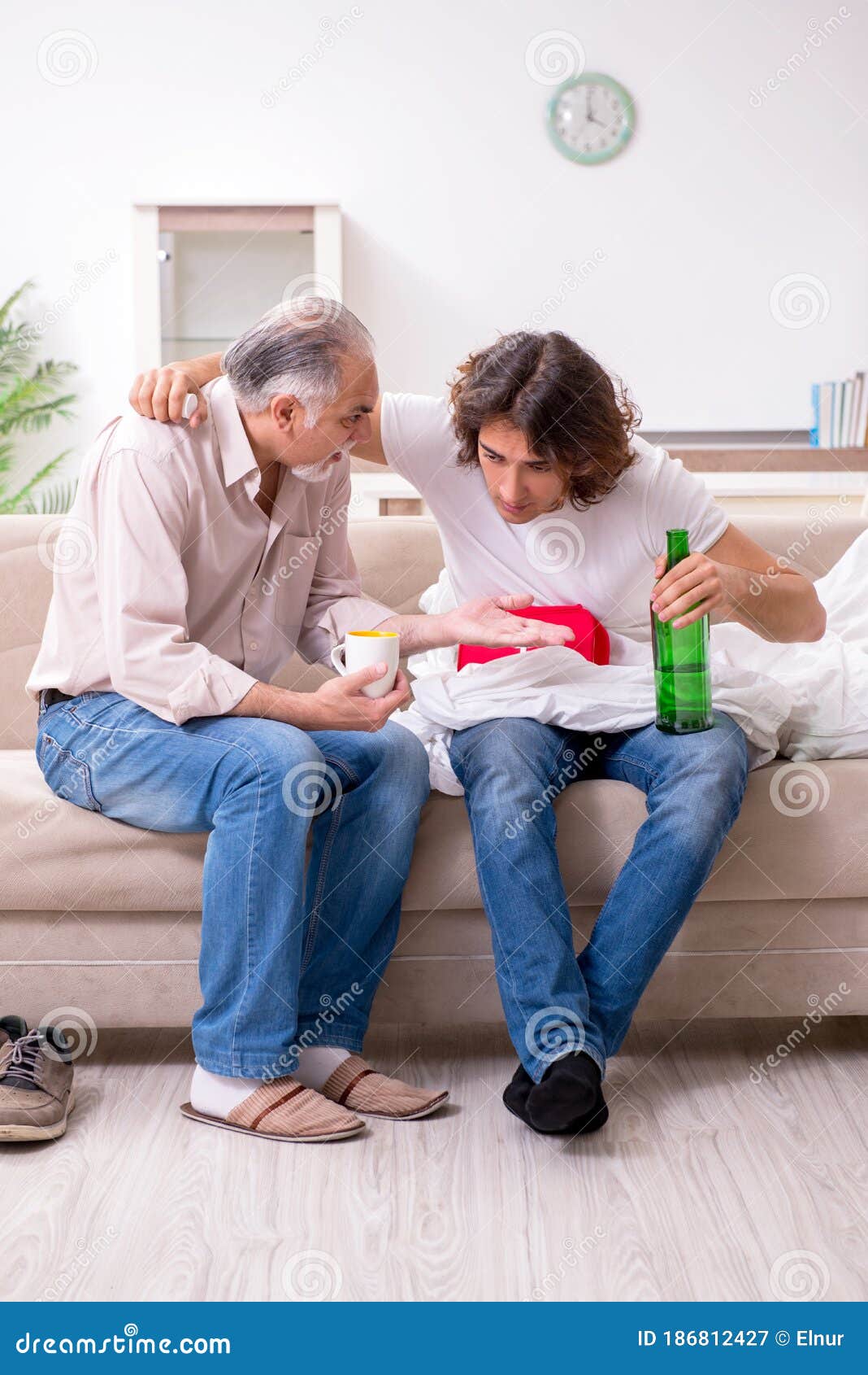 Man with Drinking Problem and the Family Stock Image - Image of drunk ...