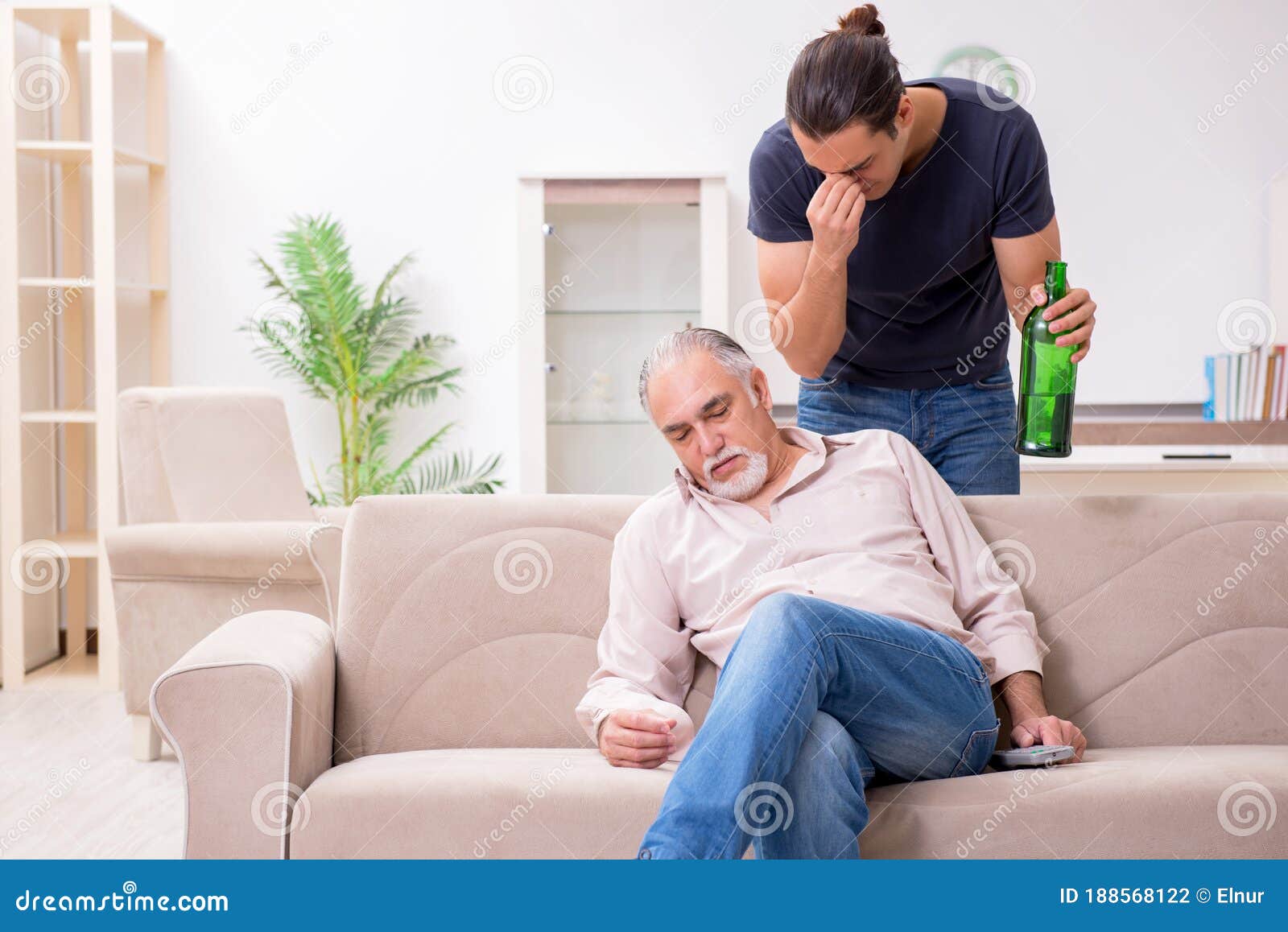 Man with Drinking Problem and the Family Stock Photo - Image of ...