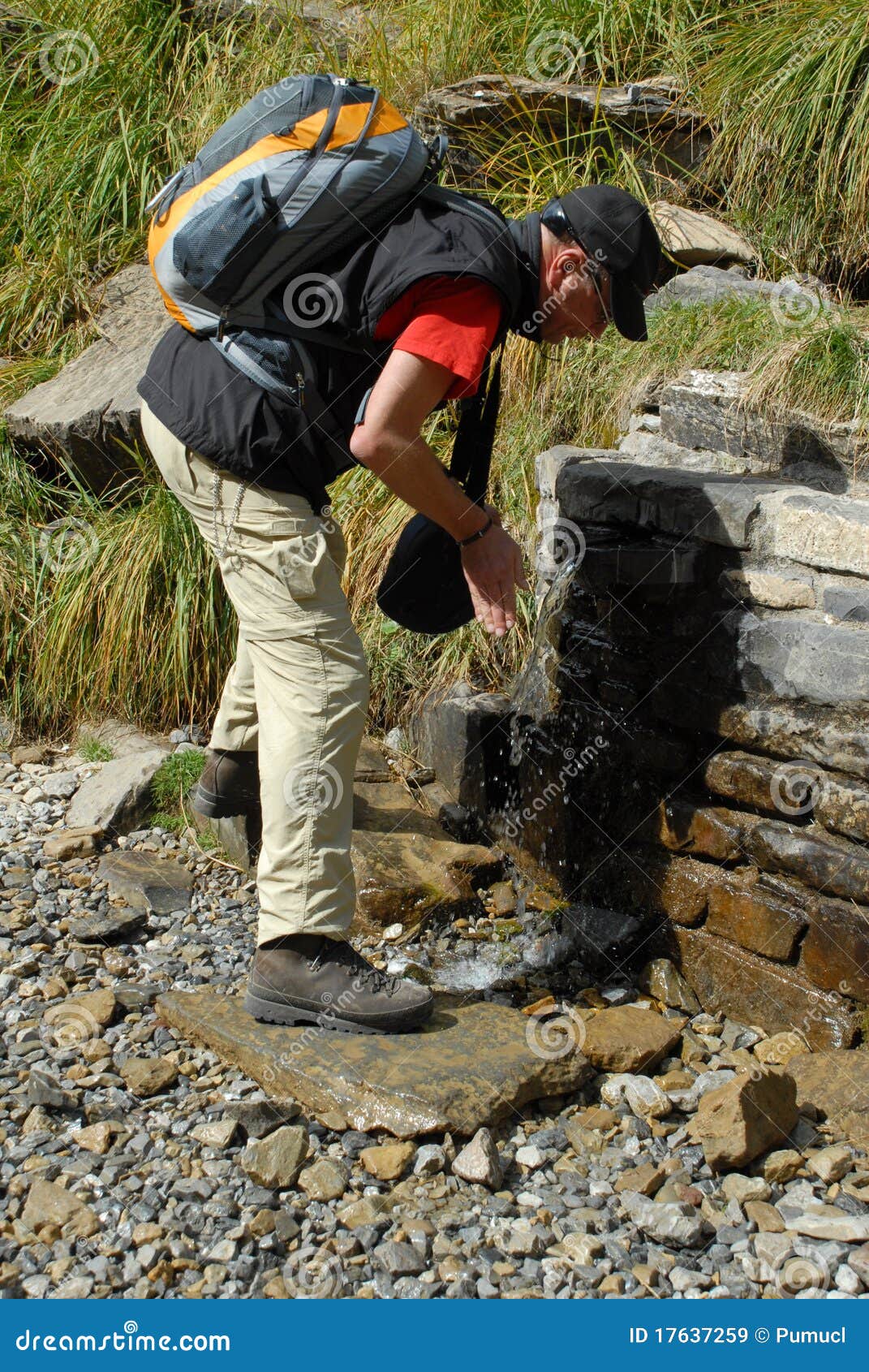 Drinking Refreshing Spring Water Stock Image - Image of trekking ...