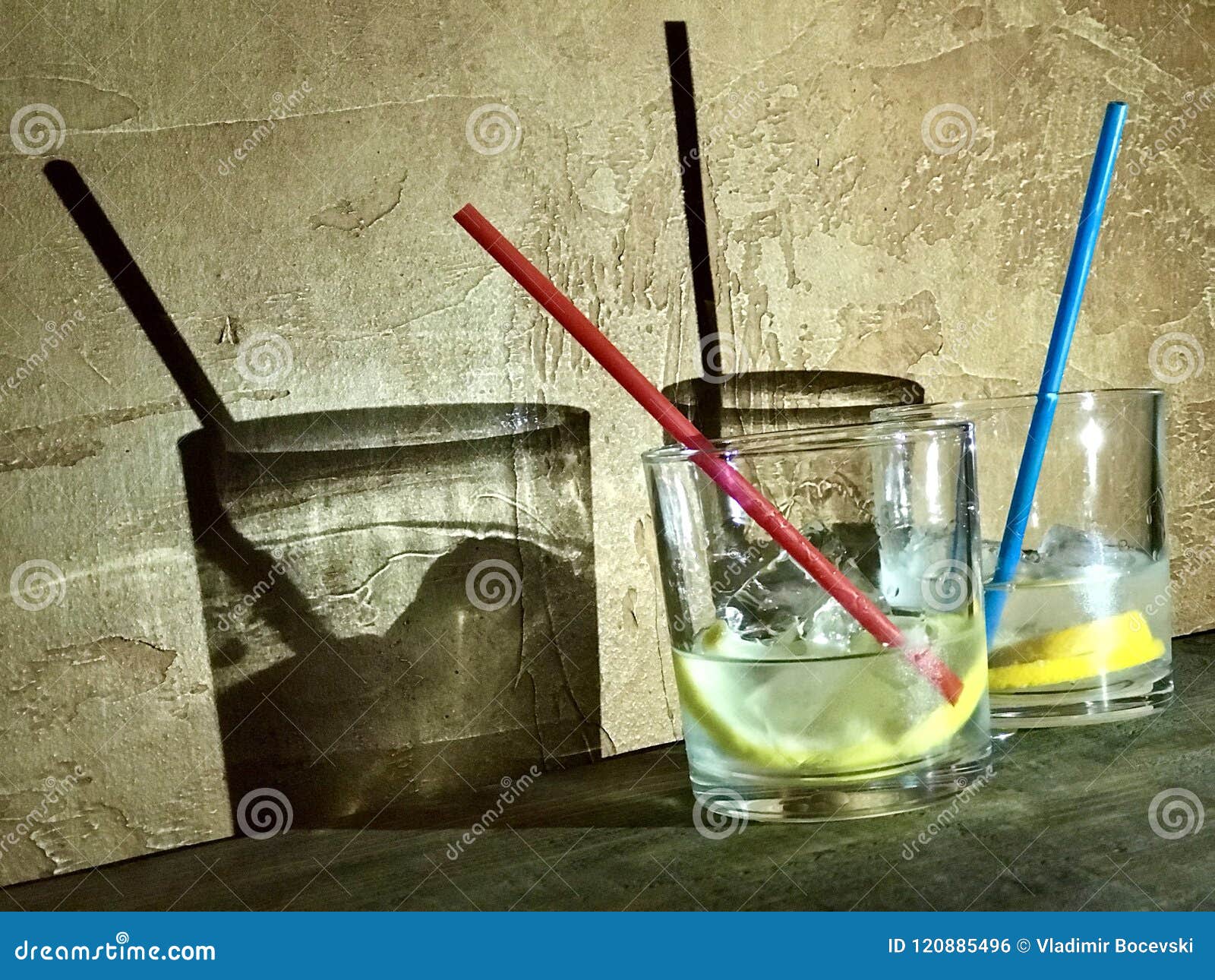 Drinks and shadows stock photo. Image of blue, macedonia - 120885496