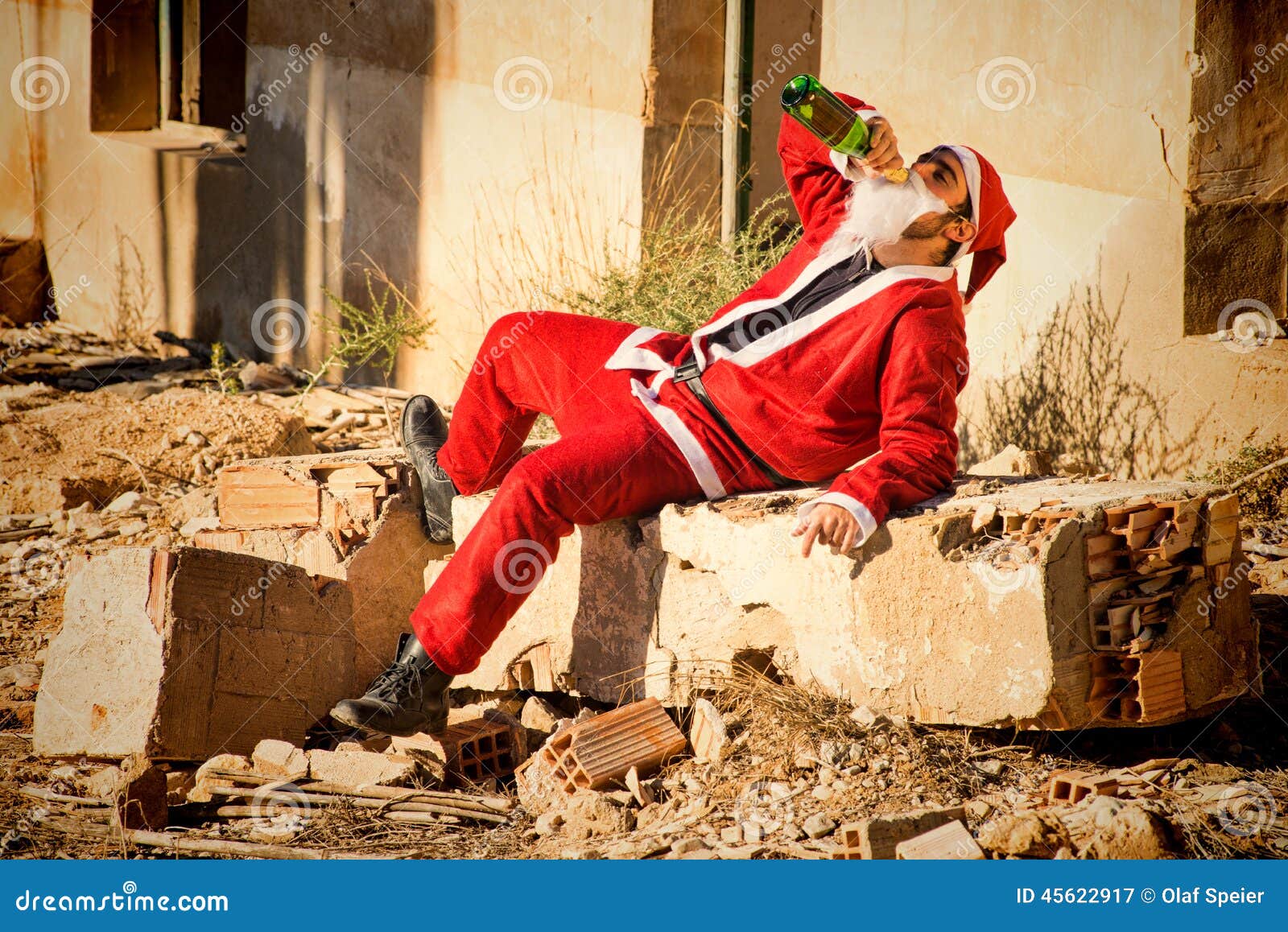 Drinking Santa stock image. Image of christmas, champagne - 45622917