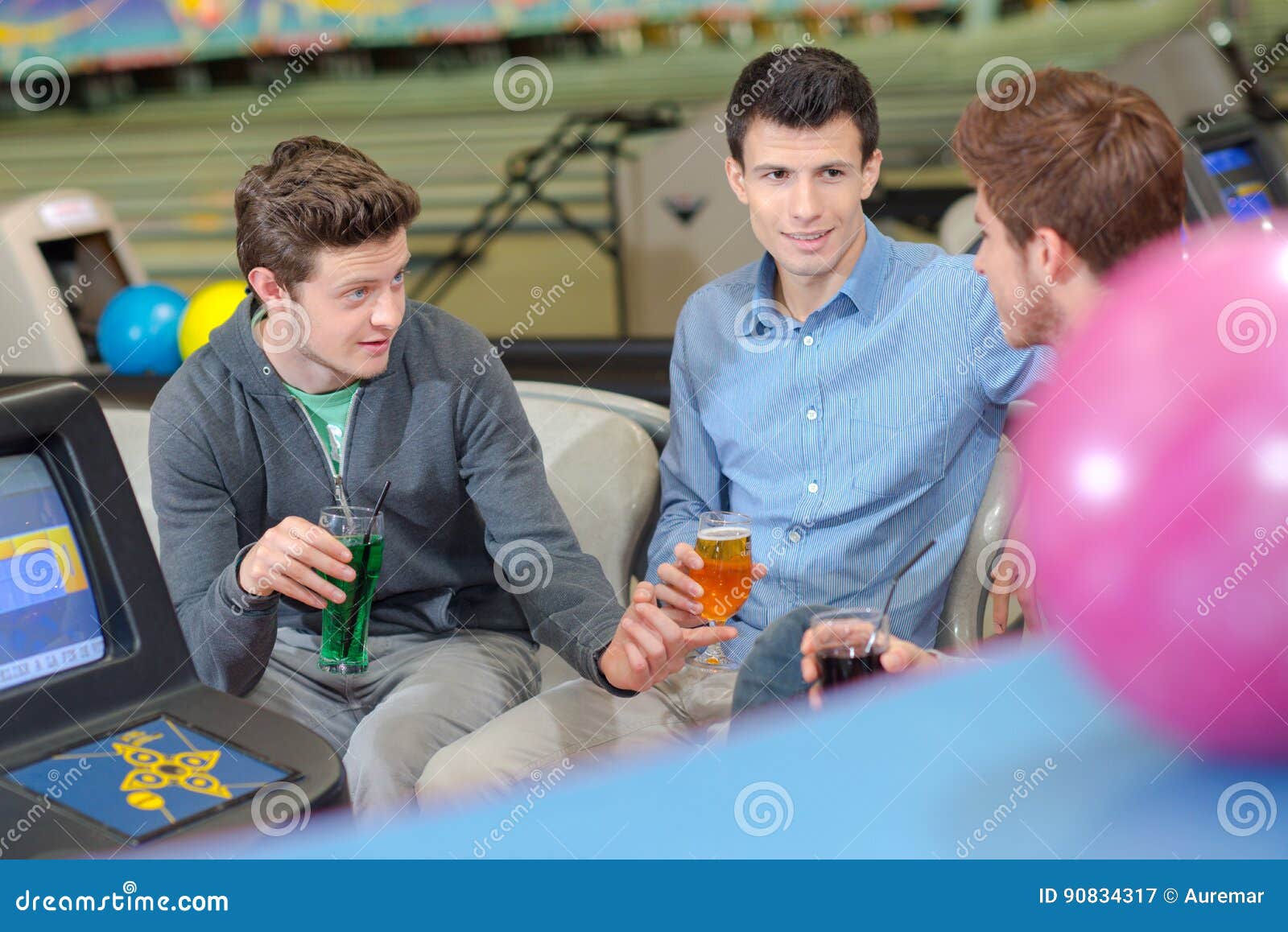 Drinking Session in Bowling Center Stock Image - Image of handsome ...