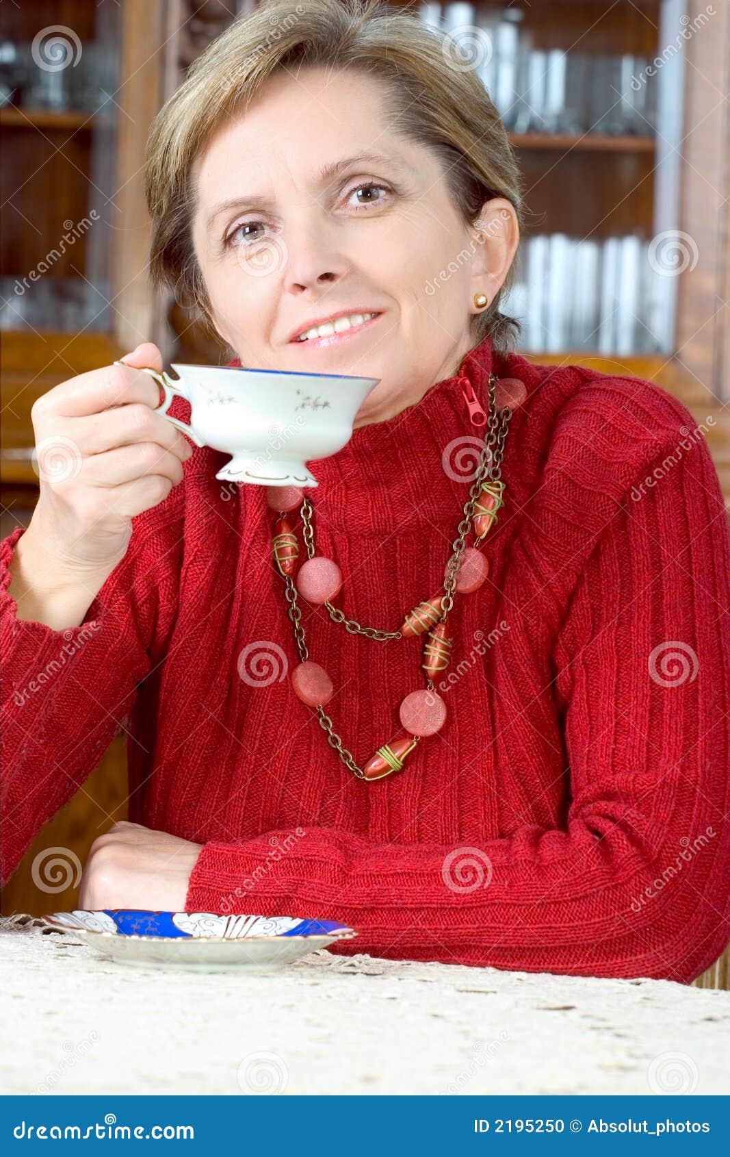 Drinking tea stock photo. Image of adult, boomer, smiling - 2195250