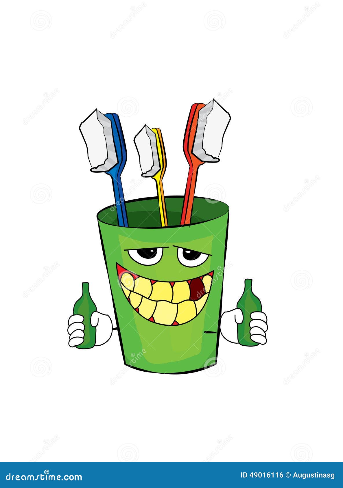 Drinking Toothbrushes in a Cup Cartoon Stock Illustration ...
