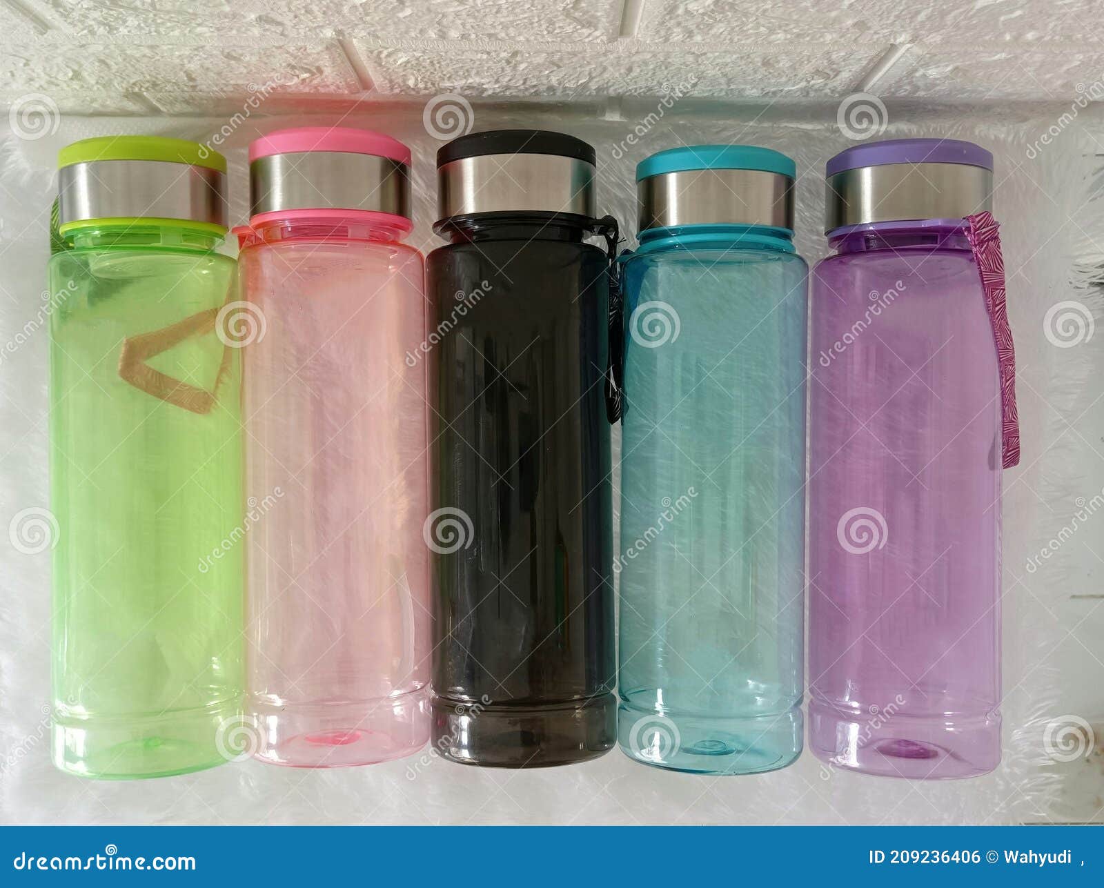 Drinking Water Bottles with Interesting Color Variations. Stock Photo ...
