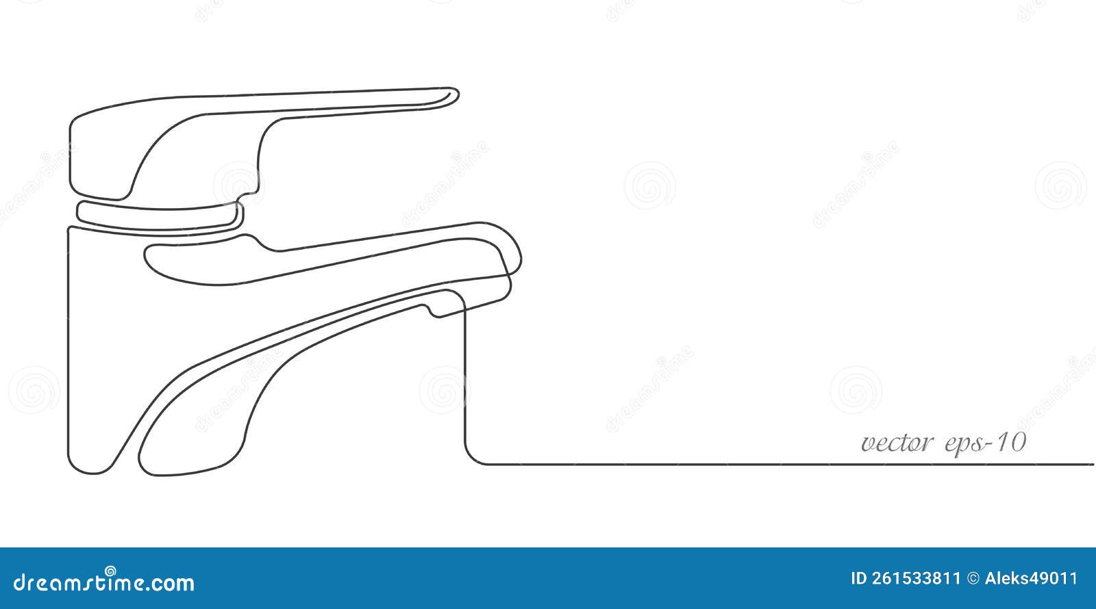 Drinking Water Faucet.Flowing Aqua.Continuous Line Drawing Stock Vector ...