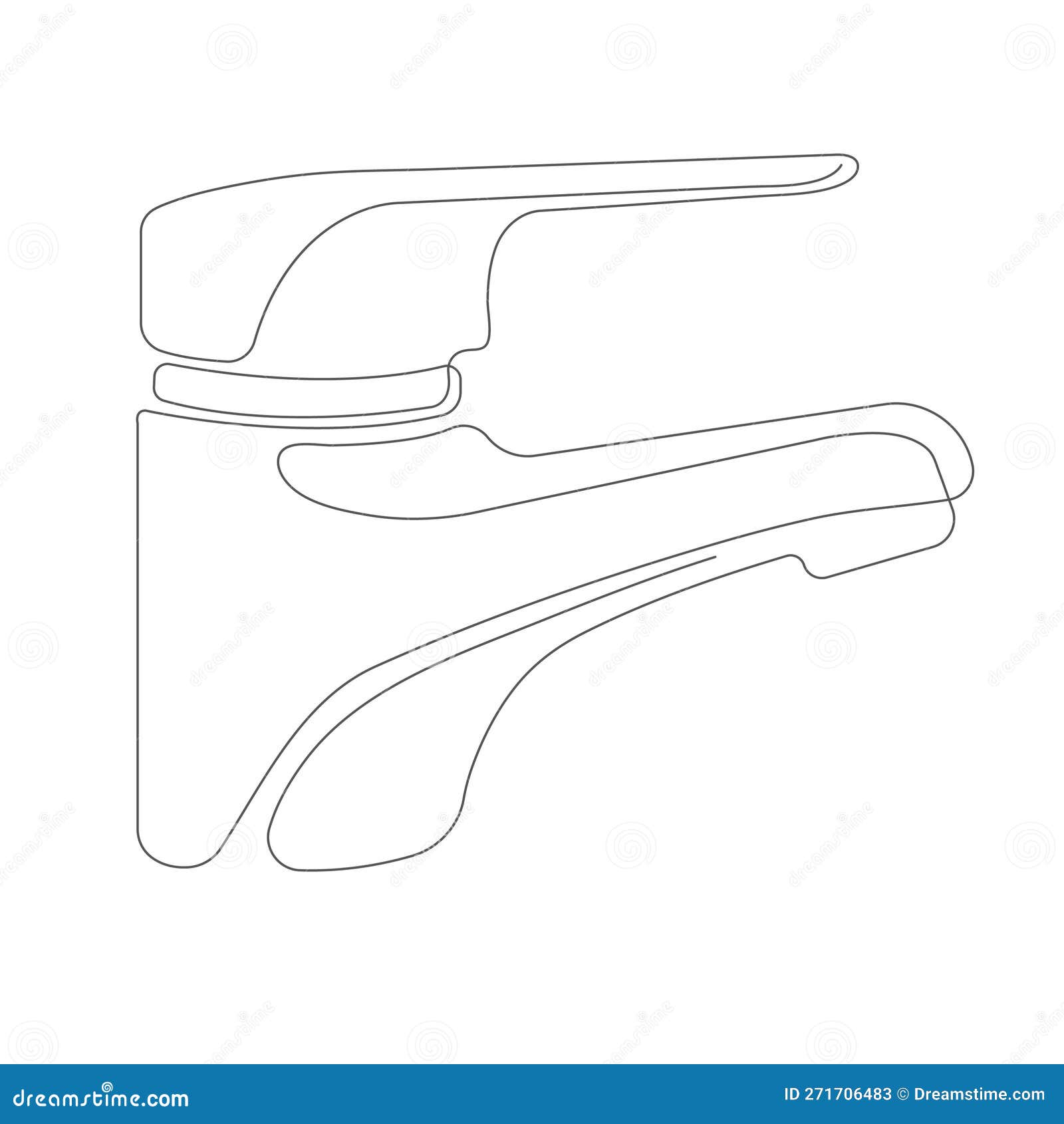 Drinking Water Faucet.Flowing Aqua.Continuous Line Drawing..Vector ...