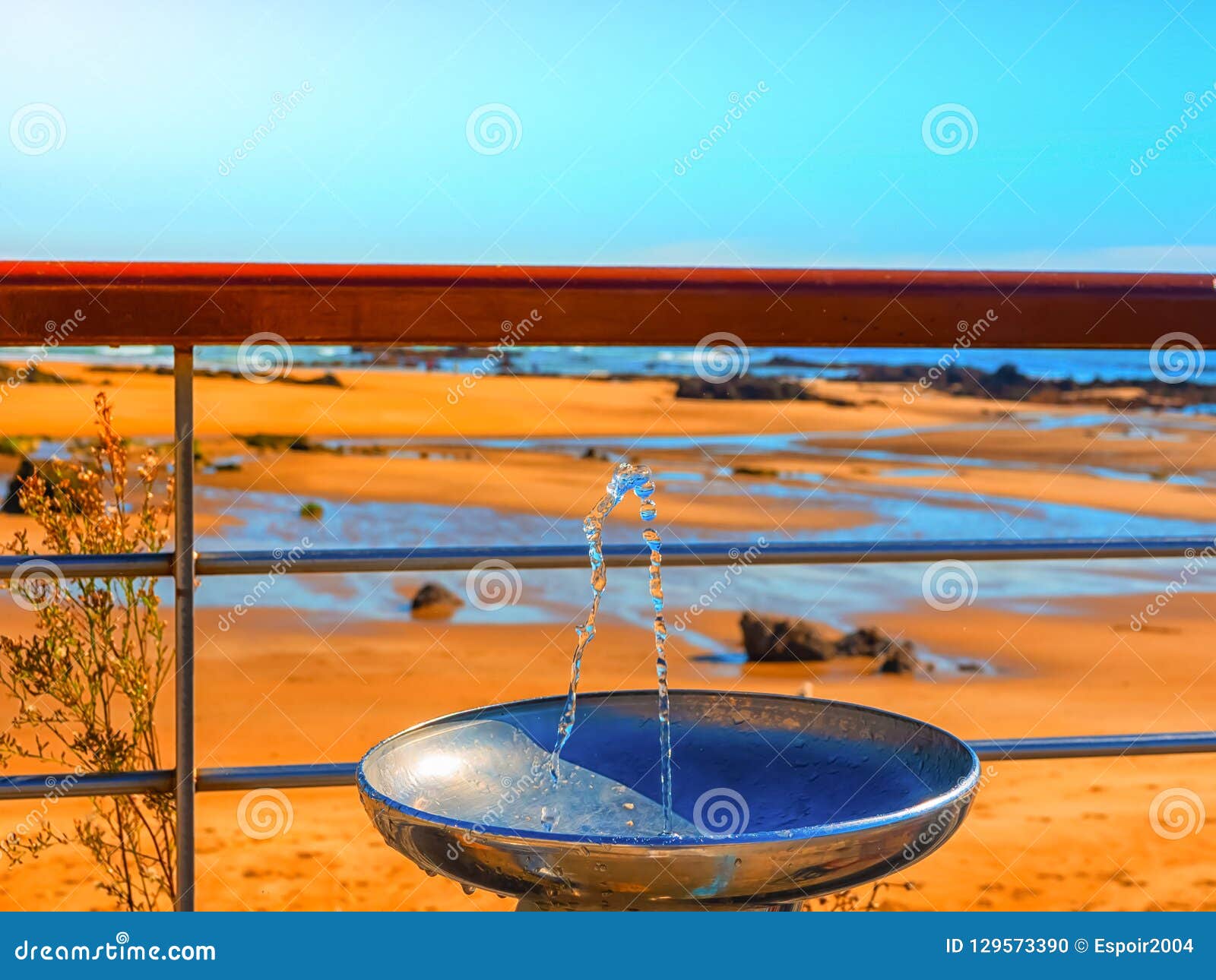 A Drinking Water Fountain on an Empty Beach. Stock Photo - Image of ...