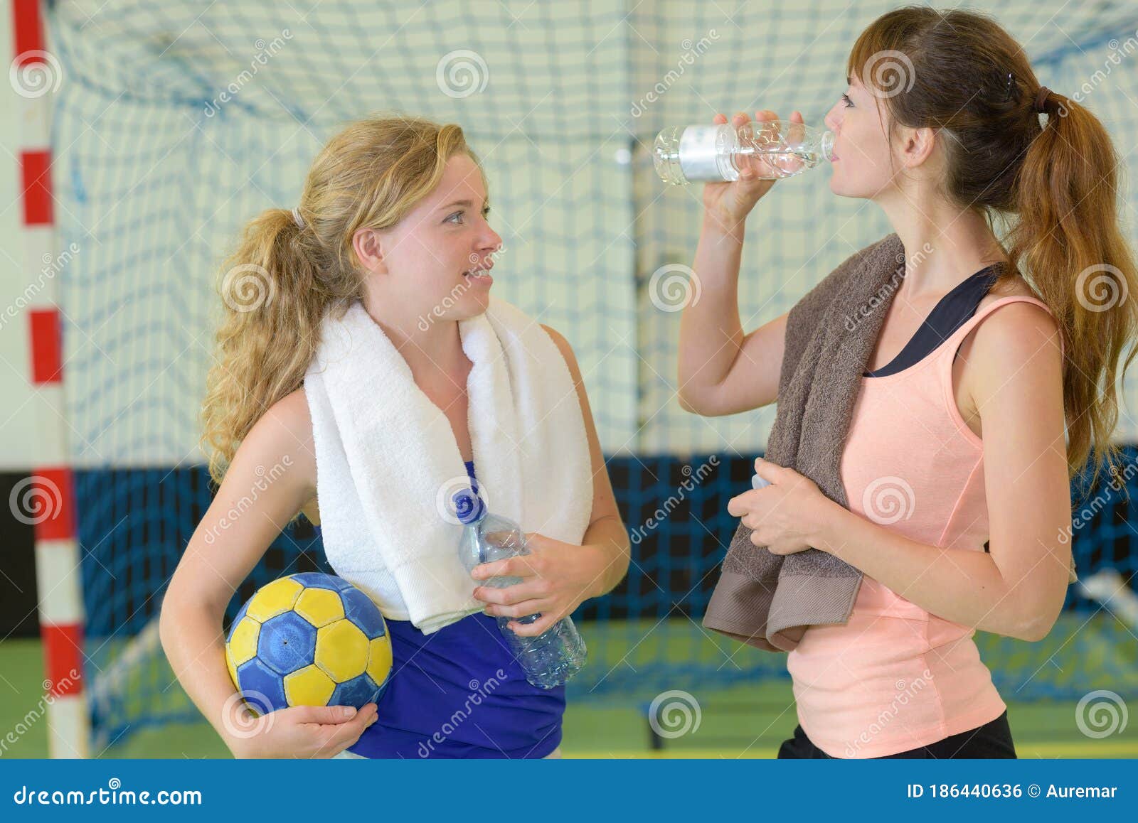 Drinking Water after Handball Match Stock Photo - Image of handball ...