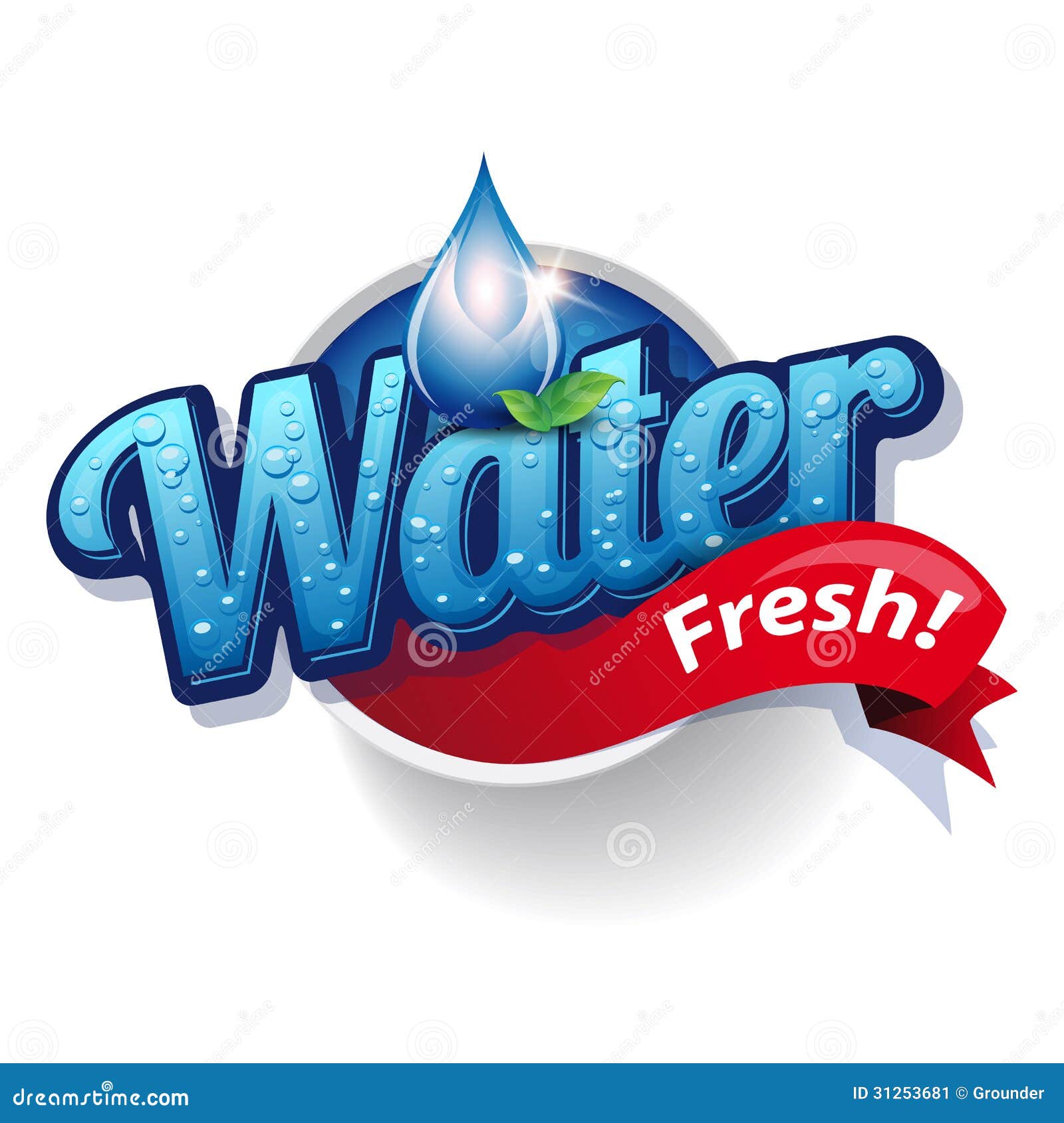 Drinking and Water Label stock vector. Illustration of blue - 31253681