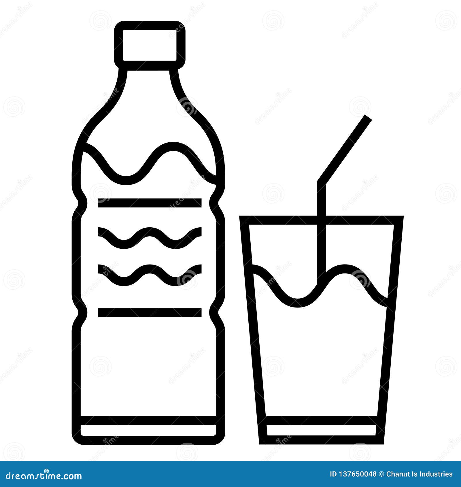 Drinking Water Line Illustration Stock Vector - Illustration of life ...