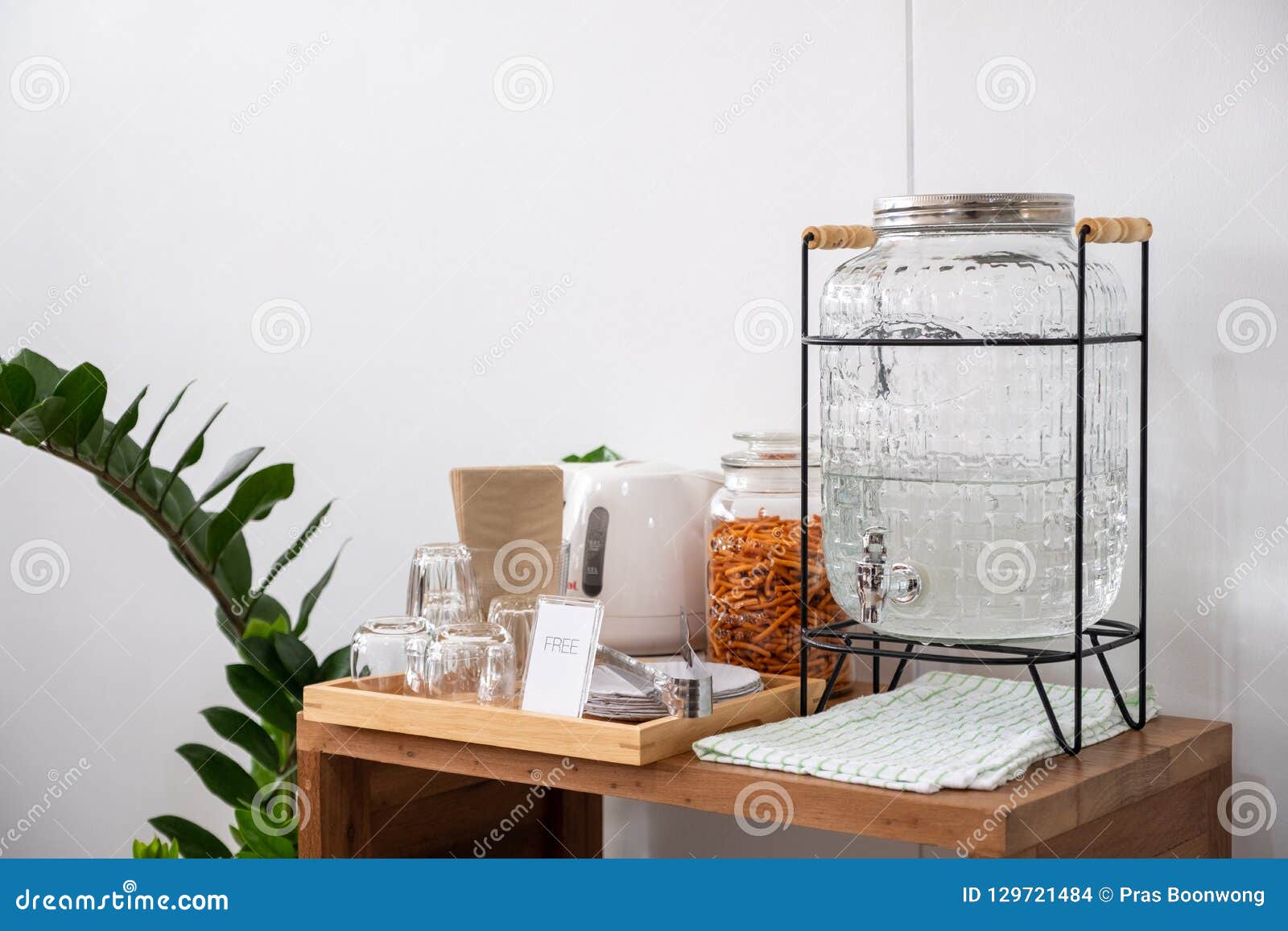 Drinking Water and Snacks Set Stock Photo - Image of light, hotel ...