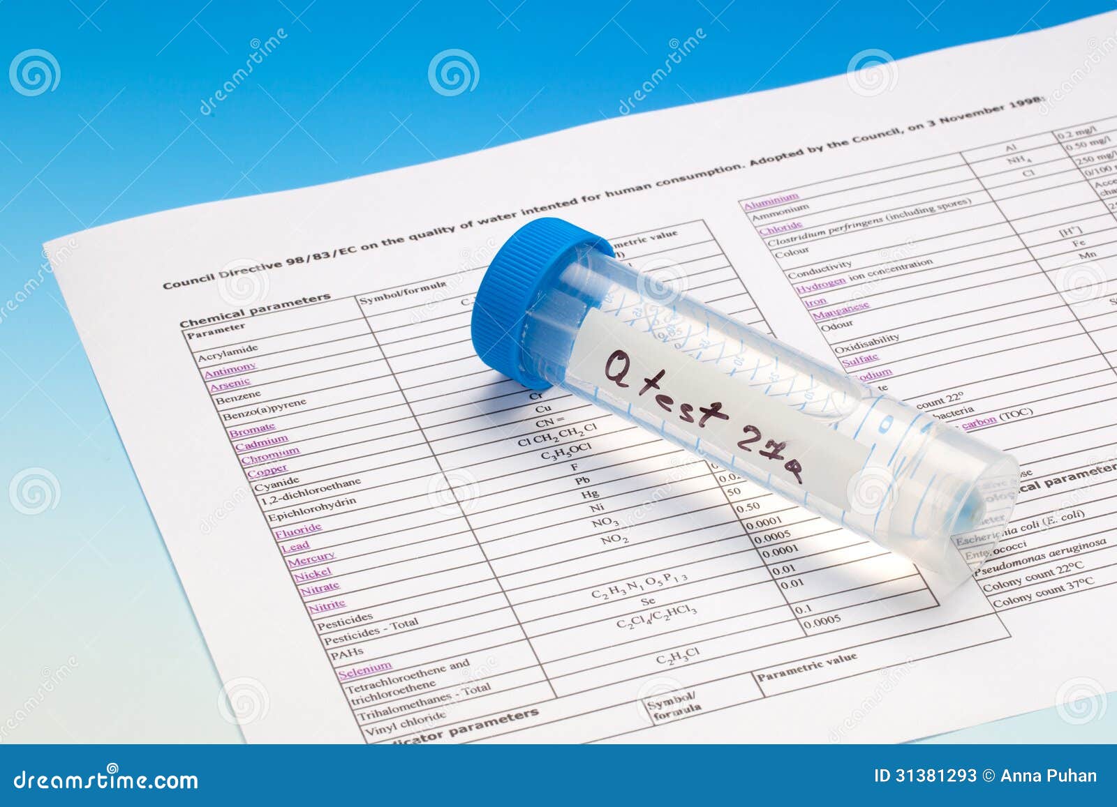 Drinking Water in the Test Tube Stock Image - Image of tube, laboratory ...