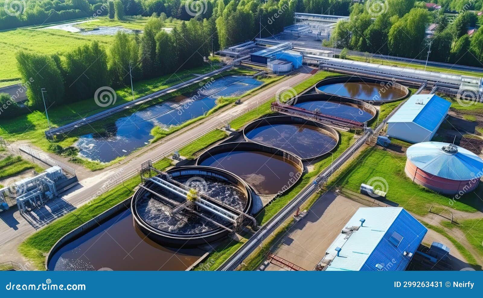 Drinking Water Treatment Facility Stock Image - Image of pond, tree ...