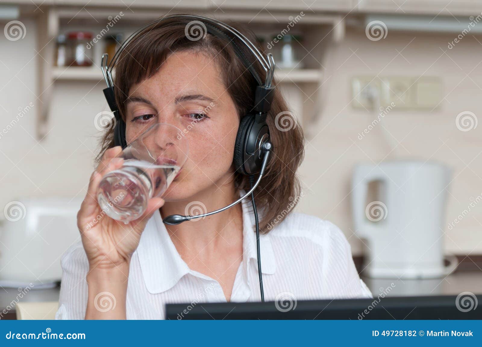 Drinking water at work stock photo. Image of glass, female - 49728182